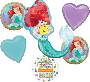 Amazon.com: Anagram Princess Ariel Birthday Party Supplies 6pc Little ...