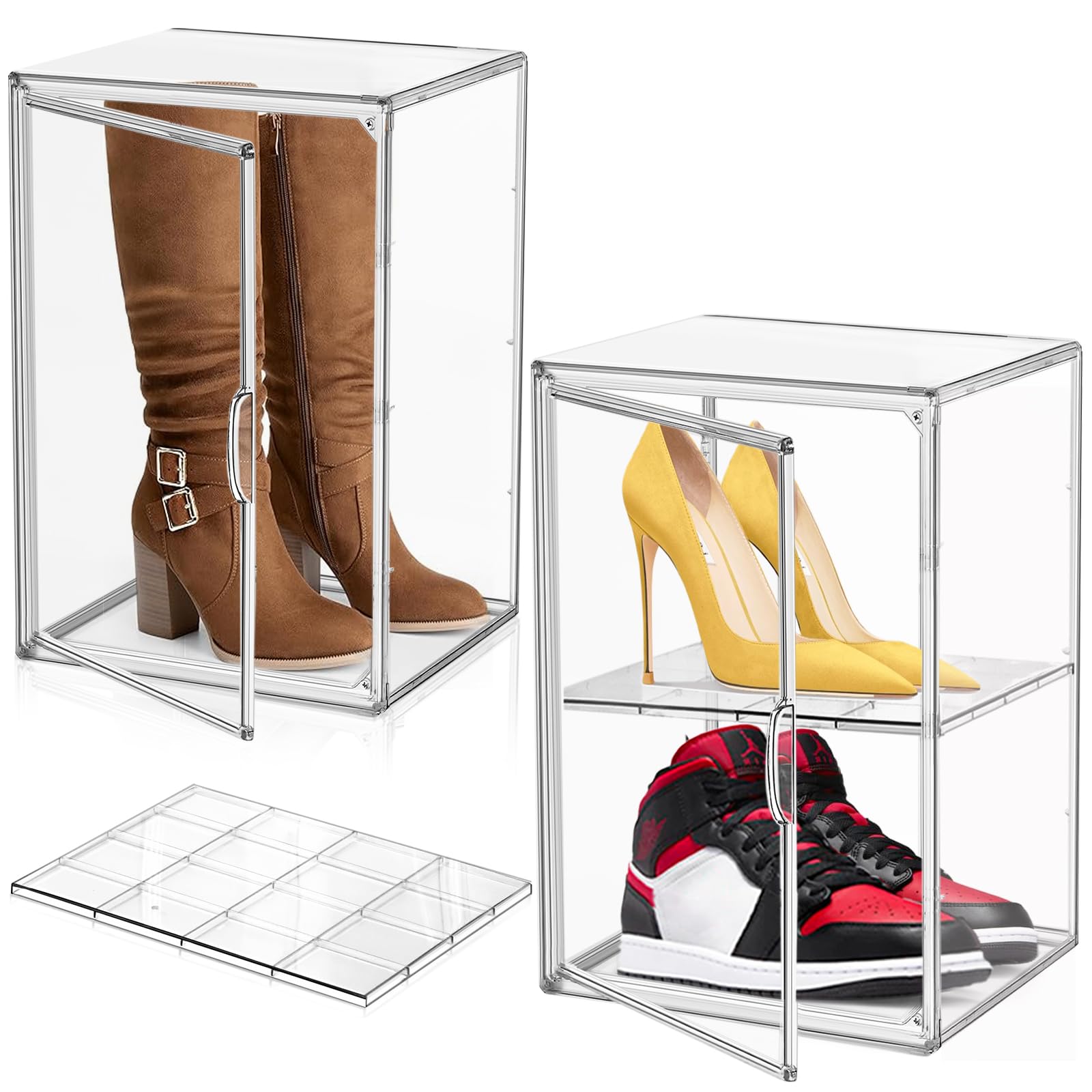 Amazon.com: 2 Pcs Shoe Display Case, XX-Large Tall Boot Storage Box ...