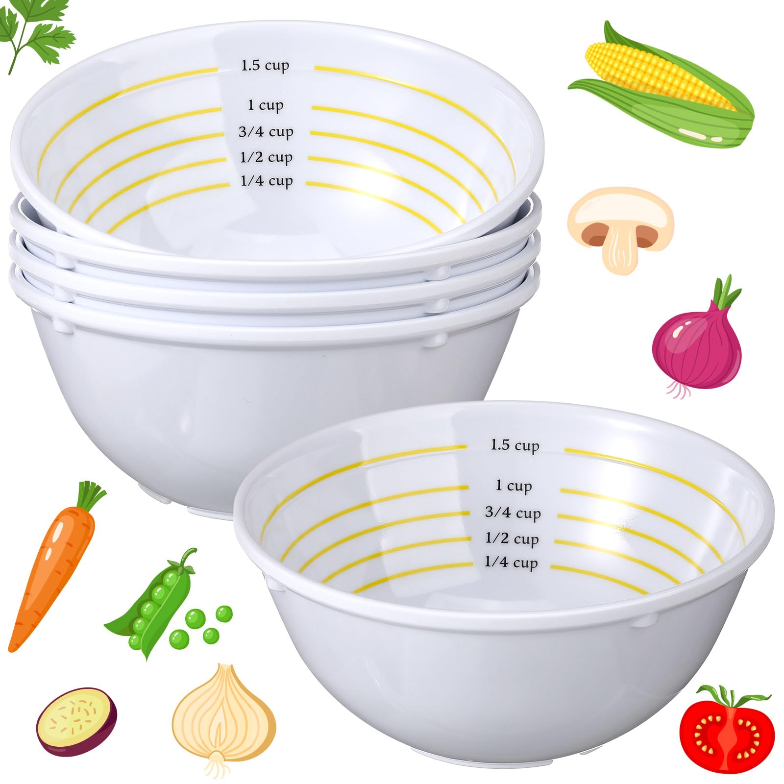Amazon.com: Nuogo 4 Pcs Portion Control Bowl Measuring Bowls Food ...