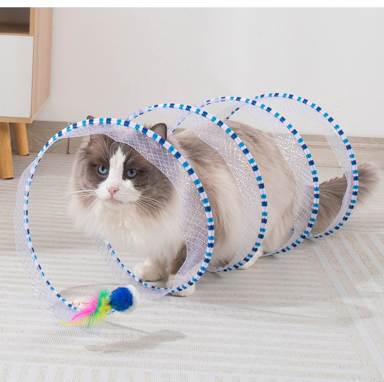 Watch Indoor large cat tunnel cat tube cat toy cat spring foldable pet ...