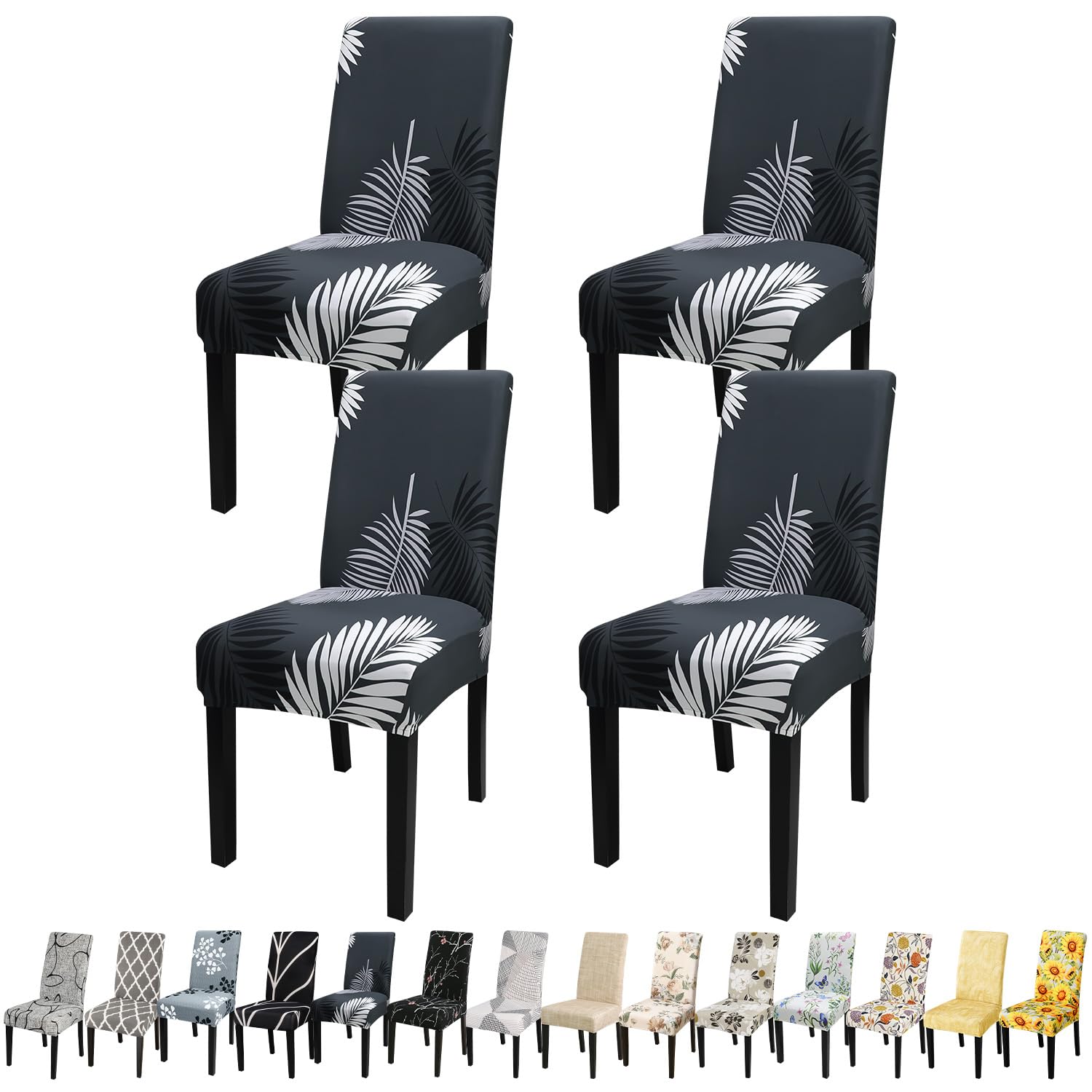 Amazon.com: JQinHome Pattern Chair Covers for Dining Room Set of 4 ...