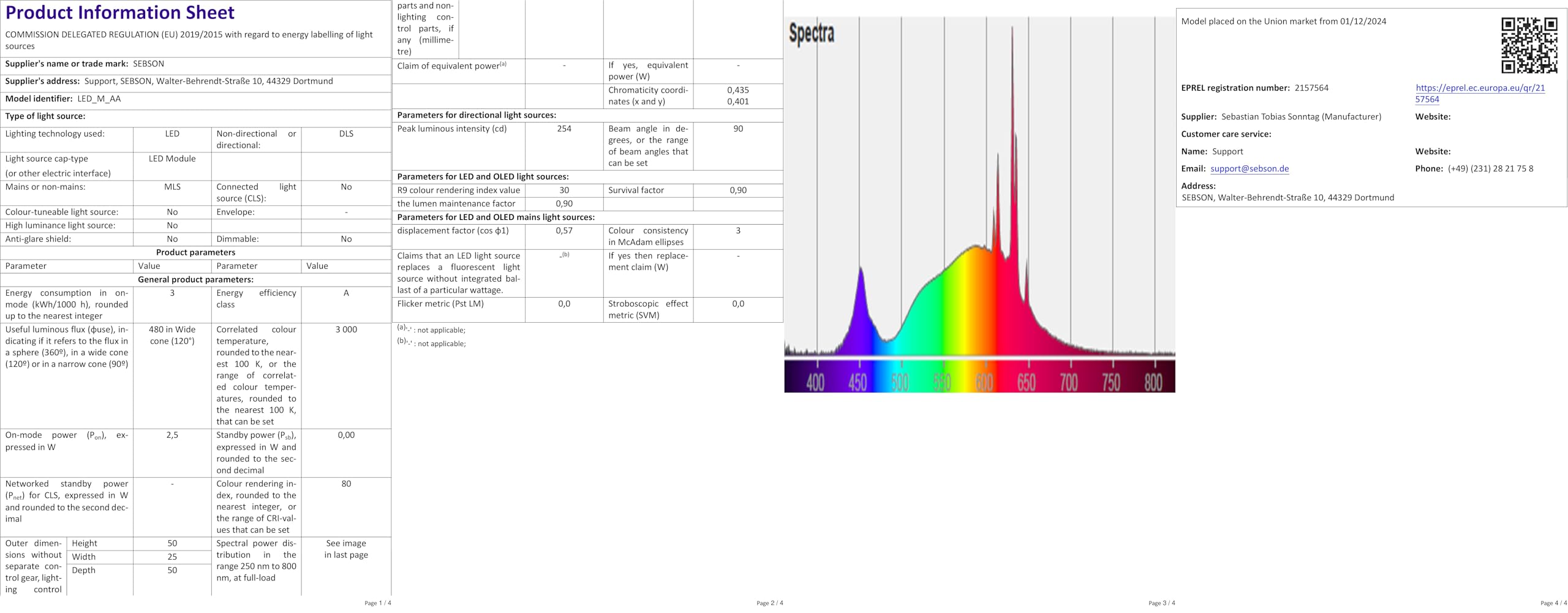 EDO LED Spot Module Insert GARI LED 4,8W 3000K Warm White 500 Lumen ...