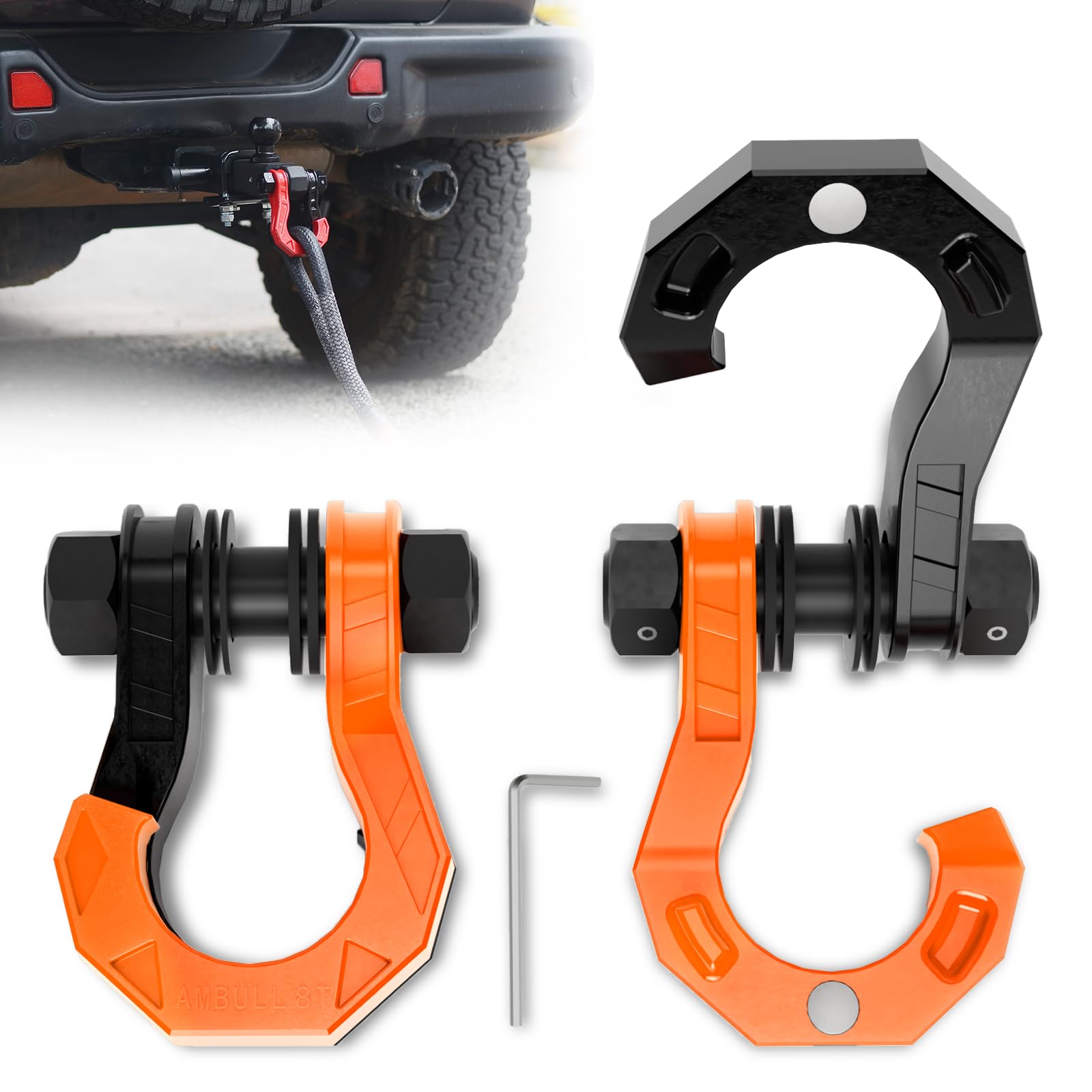 Amazon.com: AMBULL D Ring Shackles 3/4" Split Shackles, 44,000lbs Break ...