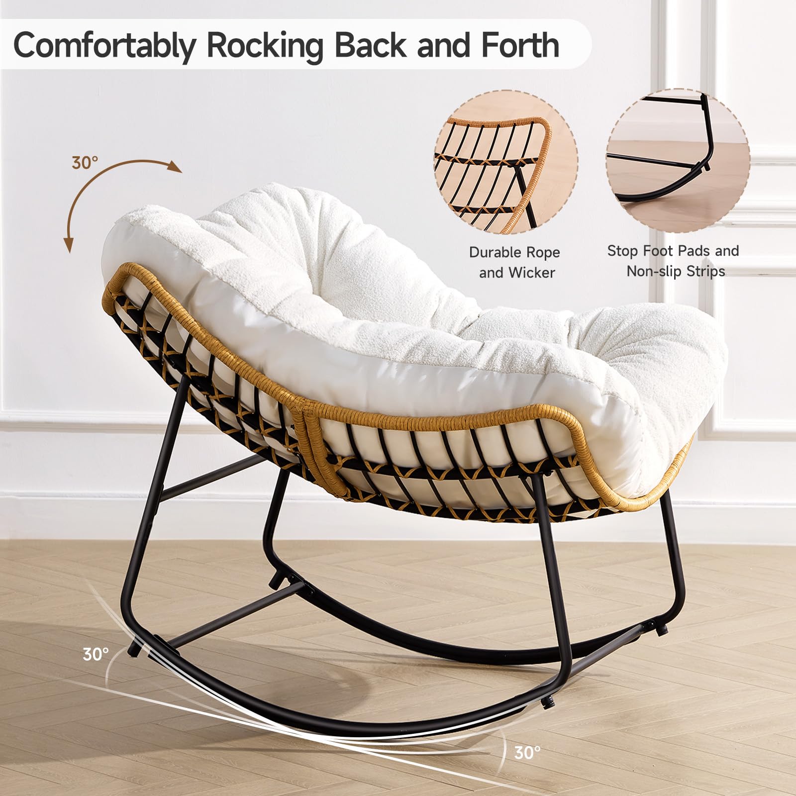Snapklik.com : ONBRILL Outdoor Rocking Chairs, Oversized Papasan ...