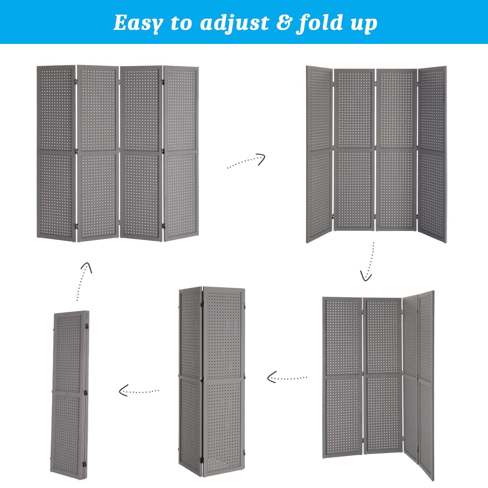 Snapklik.com : Bonnlo 4 Panel Pegboard Freestanding, 5 FT Portable ...