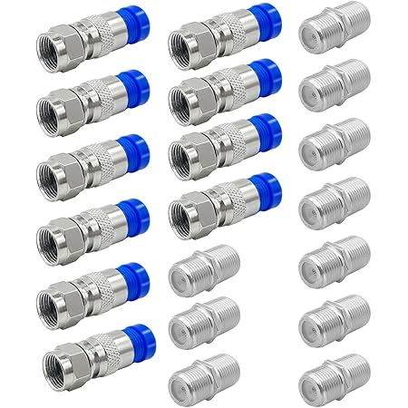 10 Pack RG6 F Type Compression Connector + 10 Pcs Coaxial Cable ...