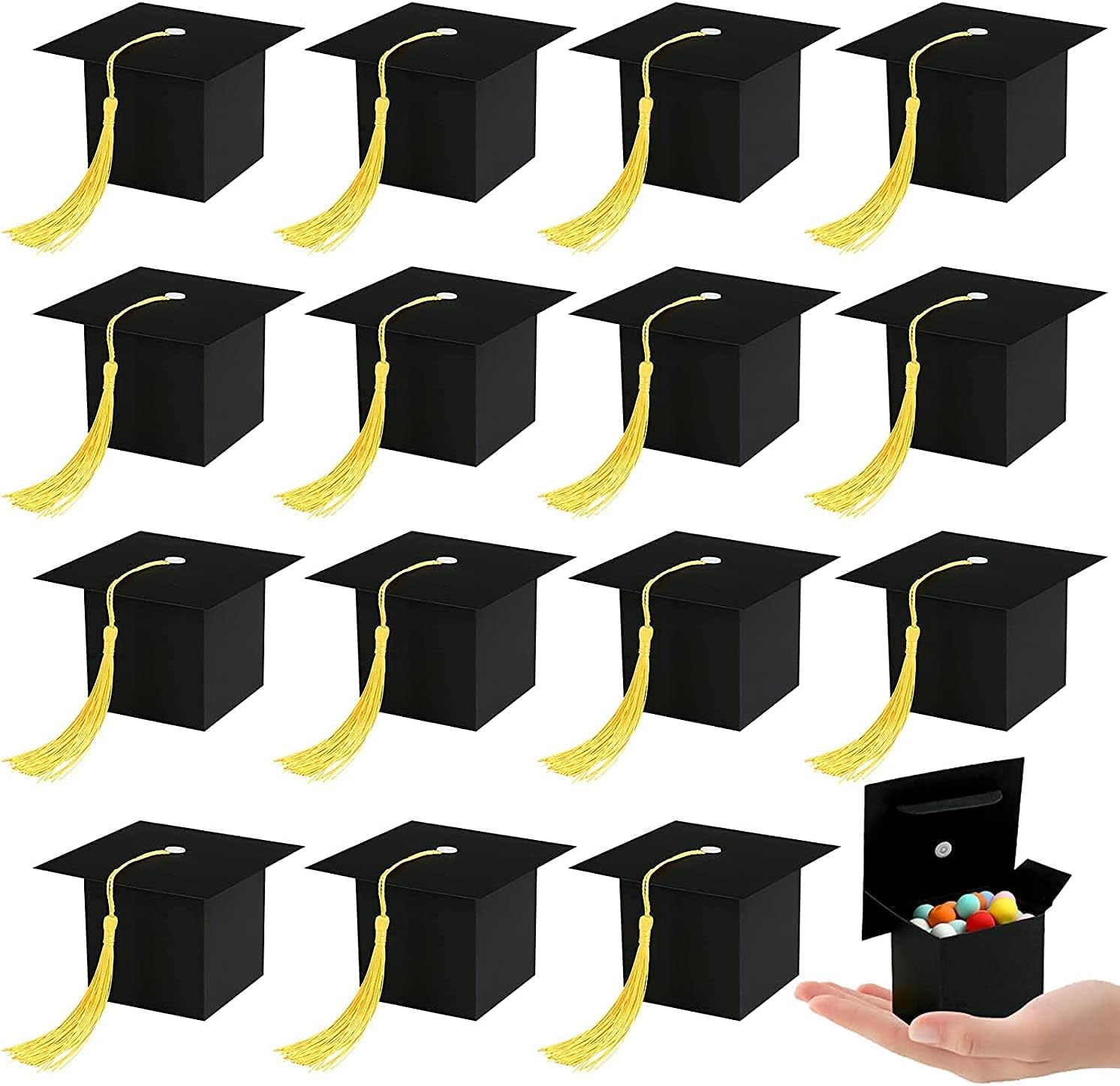 Graduation Candy Box with Yellow Tassel Graduate Treat Box Doctoral Cap ...