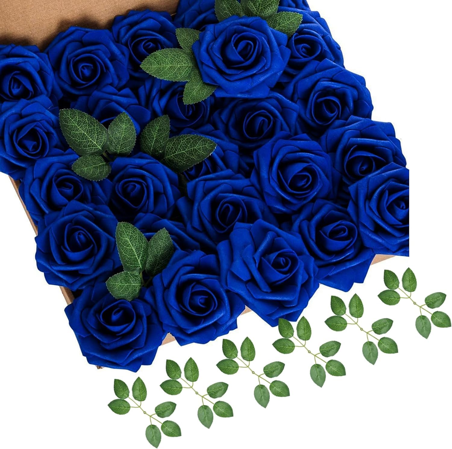 Watercolor Flowers Clipart Bright Blue Navy Roses Floral