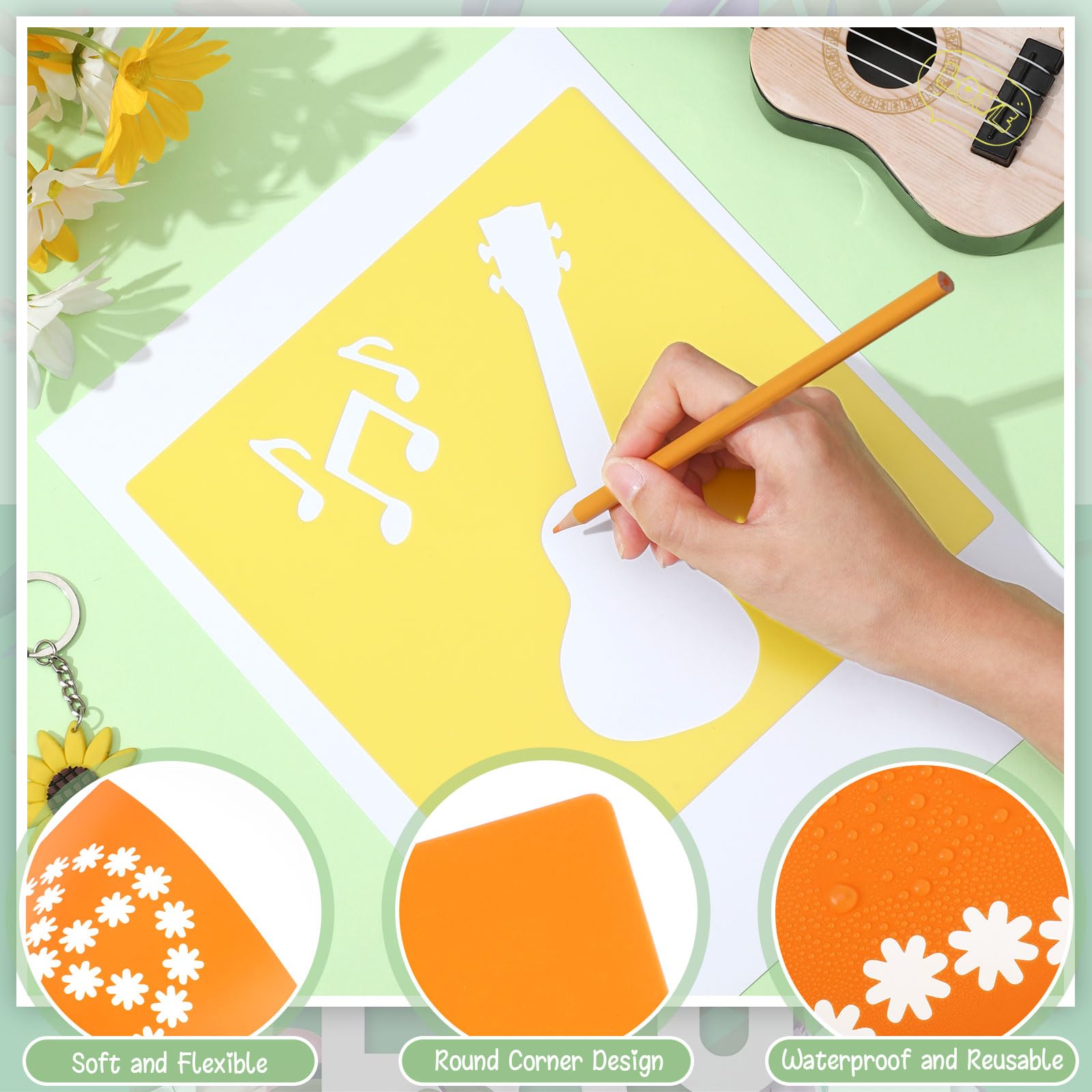 Snapklik.com : 24 Pcs Boho Groovy Peace Stencil Set 8 X 8 Inch Plastic ...