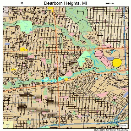 Large Street & Road Map of Dearborn Heights, Michigan MI - Printed ...