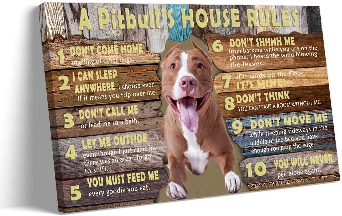 Amazon.com: Pitbull Wall Art Dog Poster Vintage Canvas Quotes Wall Art ...