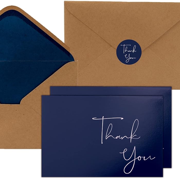 Buy 40 Navy Blue Thank You Cards with Envelopes - Classy Thank You ...