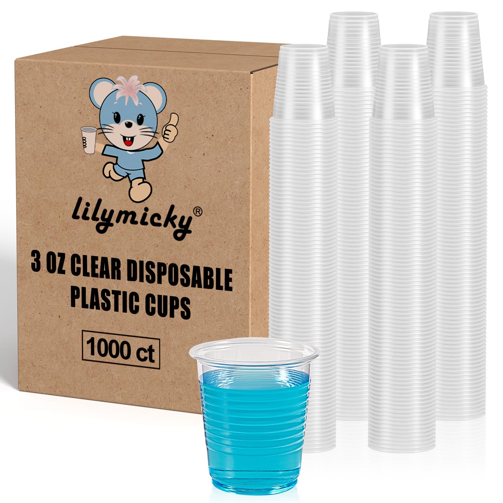 Amazon.com: Lilymicky [1000 Pack] 3 oz Clear Plastic Cups, Disposable ...