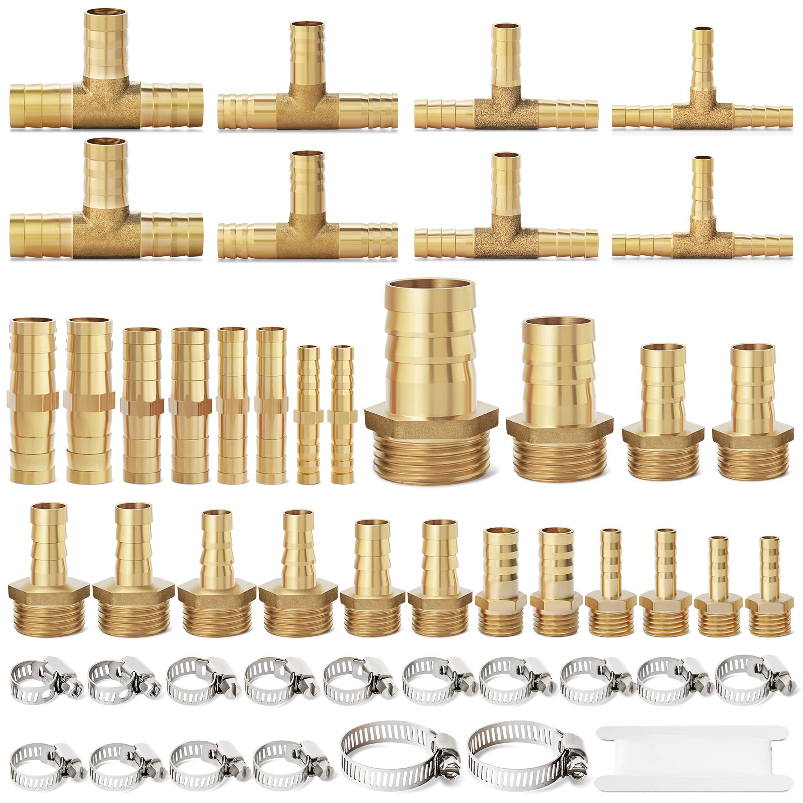 Amazon.com: Josaton 49PCS Brass Hose Barb Fittings Assortment Kits 1/8 ...