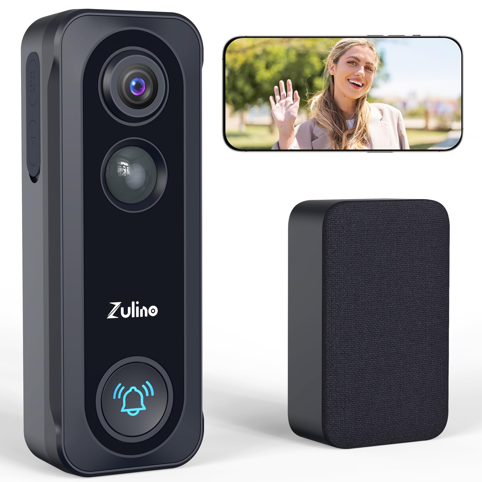 Amazon.com: Video Doorbell, Doorbell Camera Wireless with Chime, 2K QHD ...