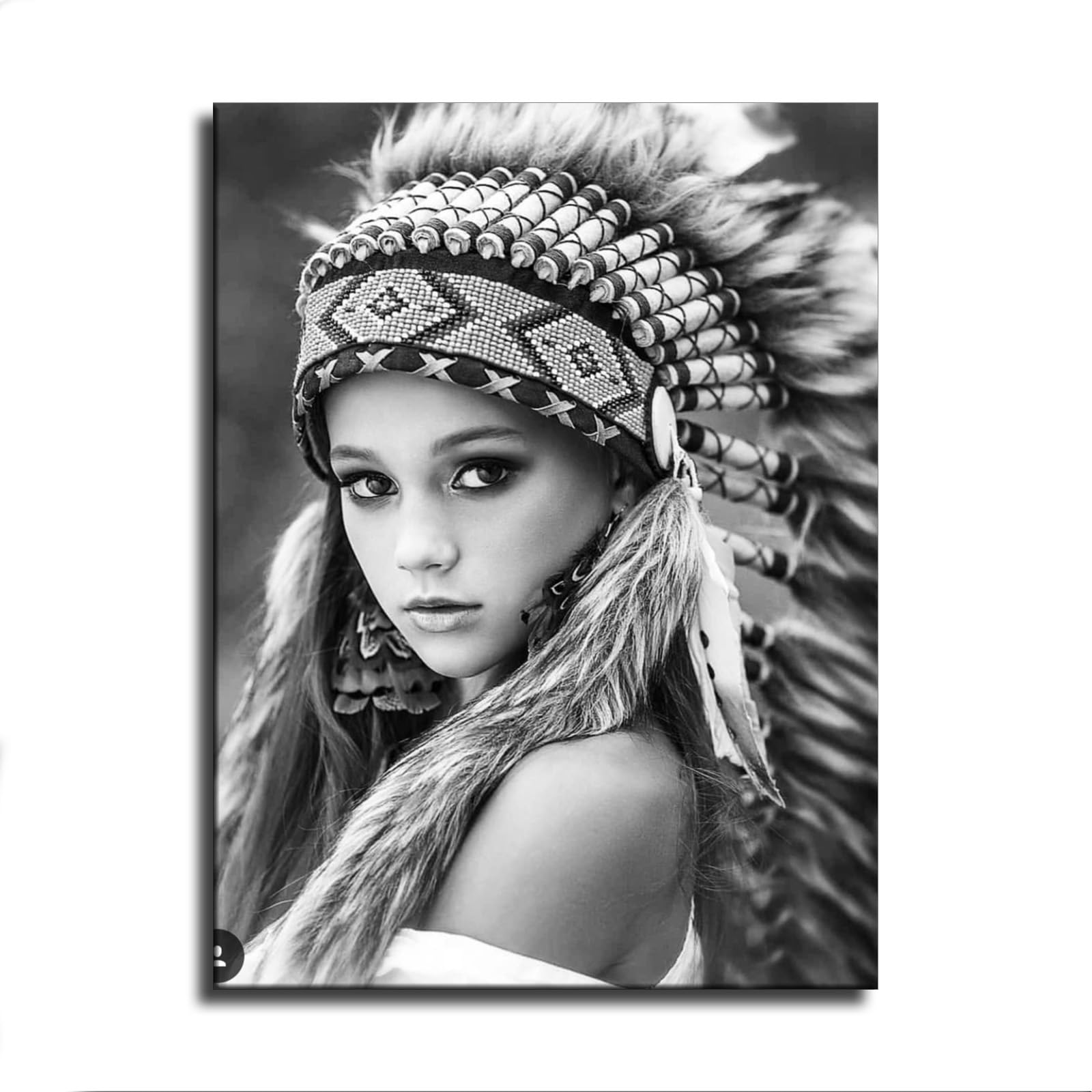 Native American Black And White Art Profile For Spirits Of The West