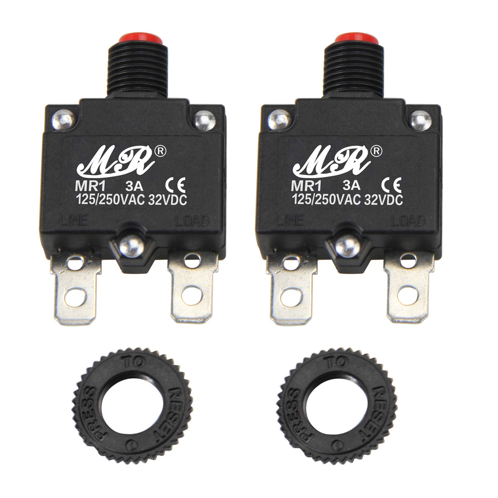 Snapklik.com : 3 Amps Thermal Circuit Breakers 125/250V AC 32V DC Push ...