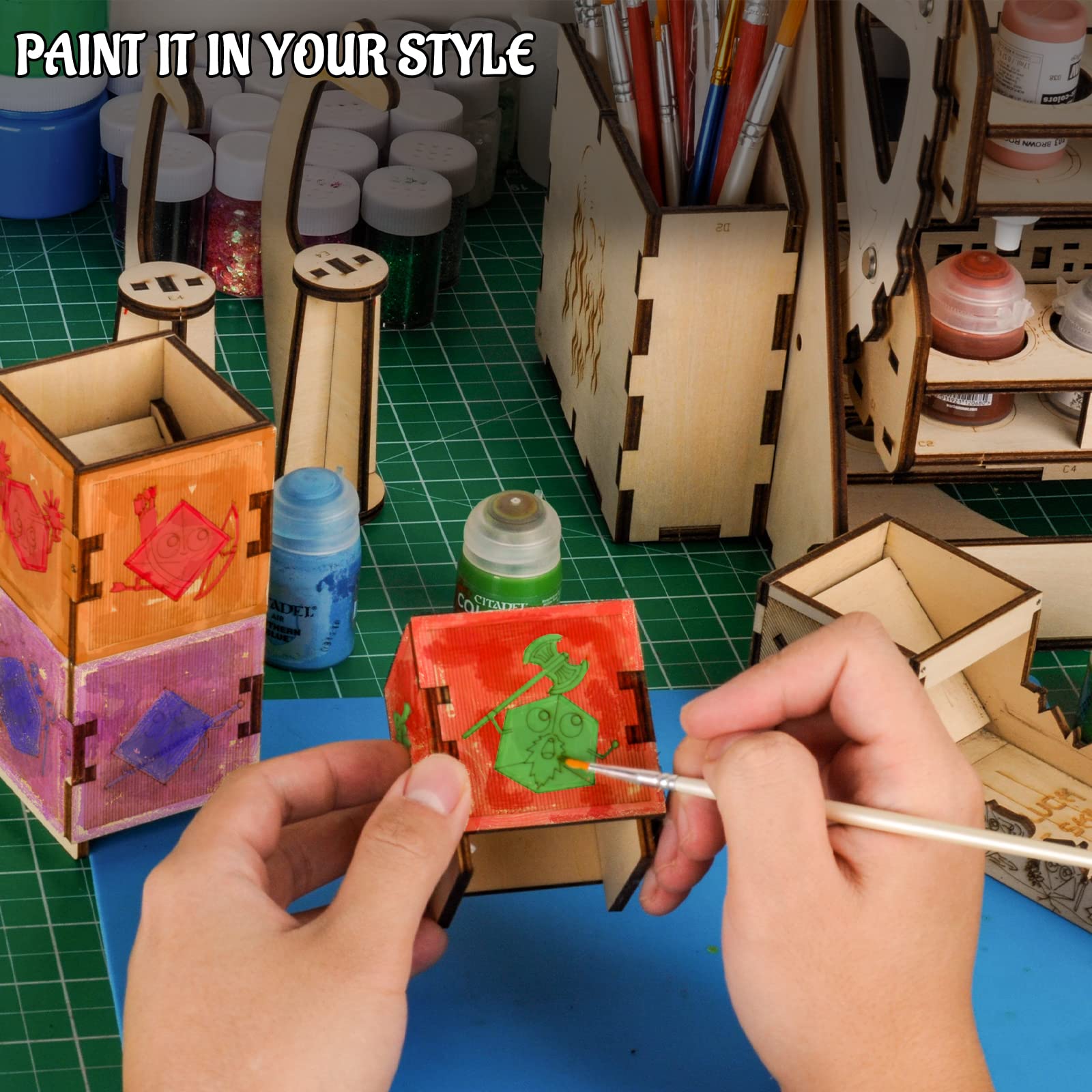 Snapklik.com : DND Modular Dice Tower Wood Laser Etched 12 Cute Classes ...