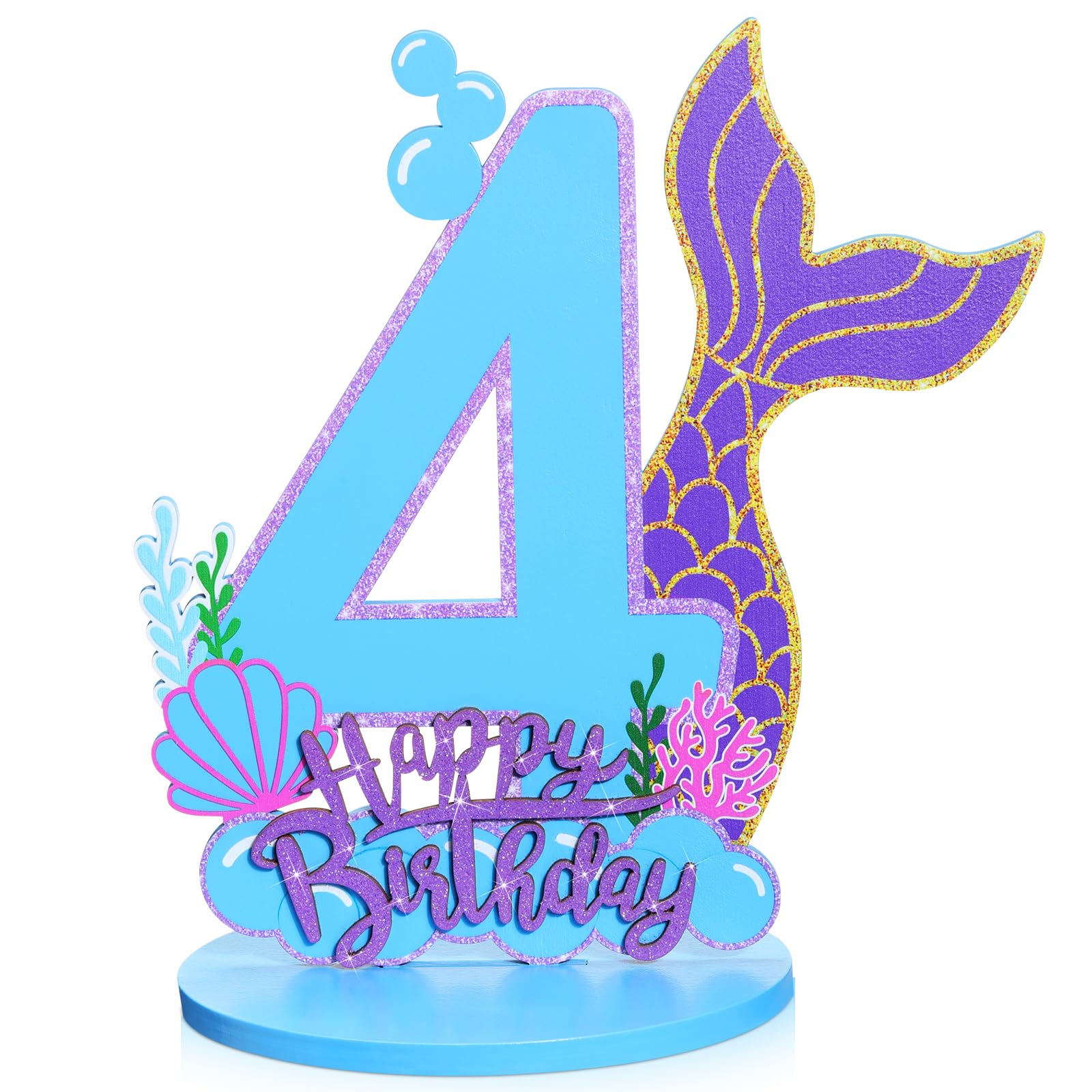 Amazon.com: Mermaid Birthday Number Sign Centerpiece for Girls Wooden ...