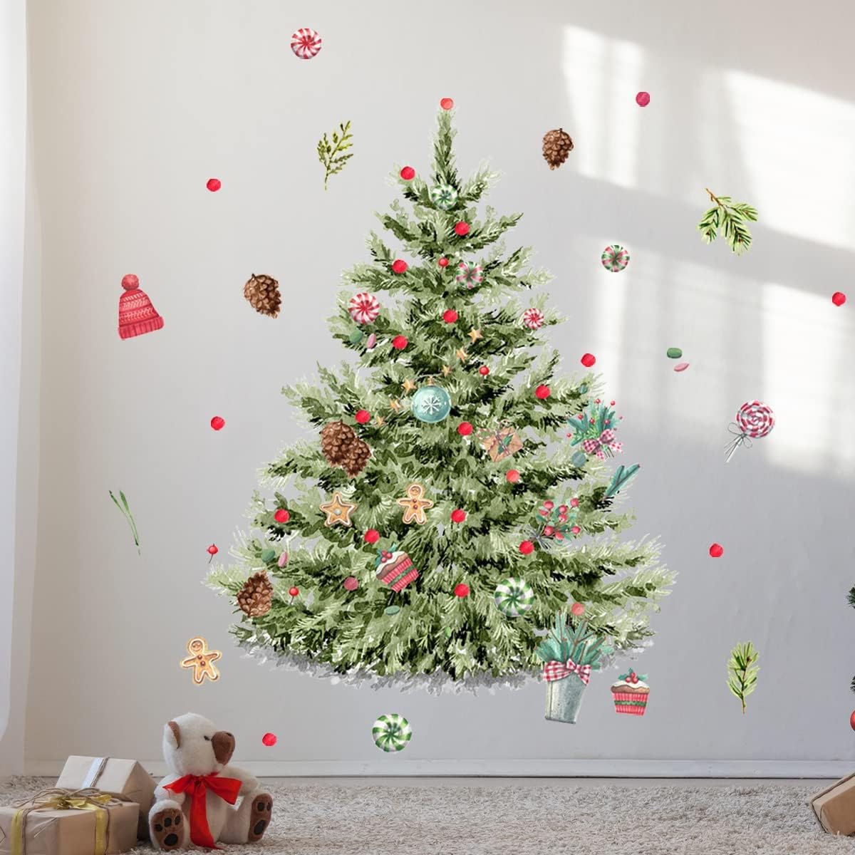 Amazon.com: 39.3x37.1 Inch Large Christmas Tree Wall Decals DIY ...
