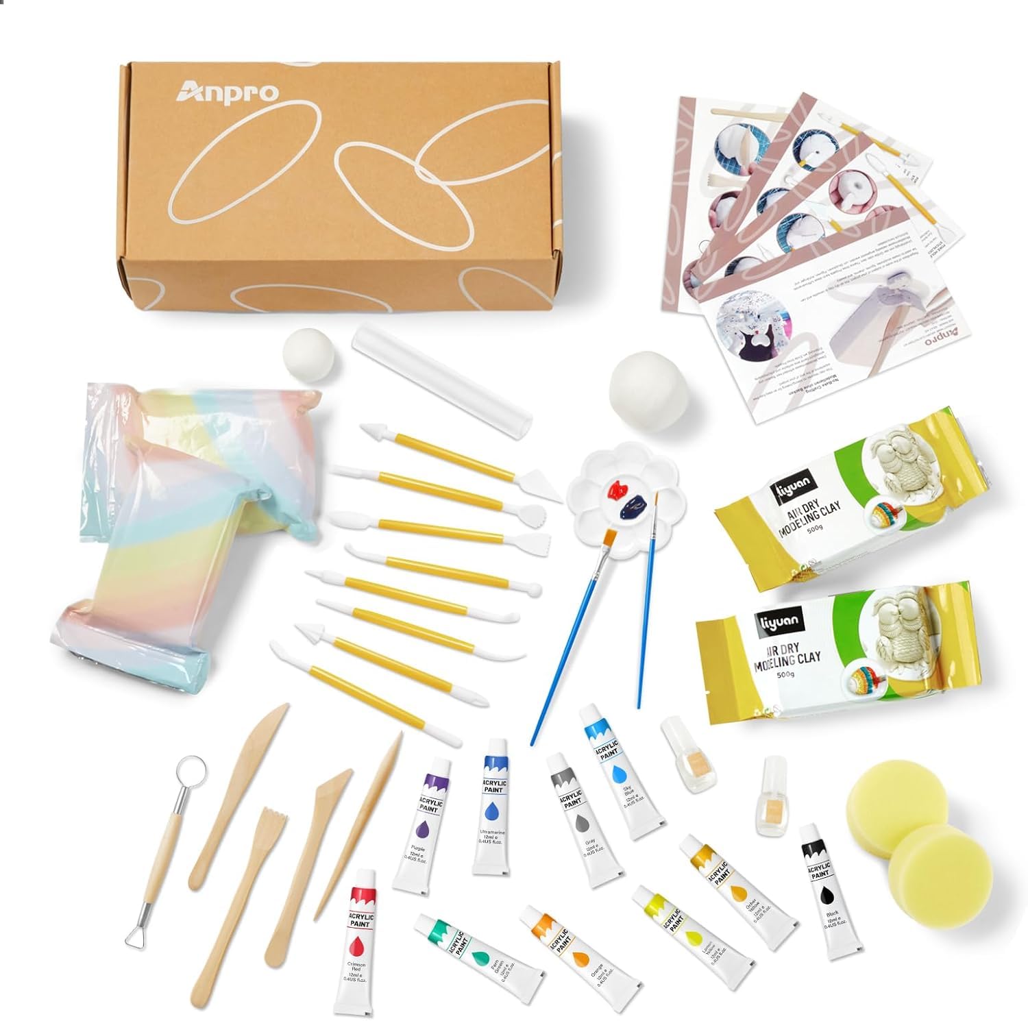 Amazon.com: Pottery Kit,Air-Dry Clay Starter Kit for Beginners Clay Kit ...