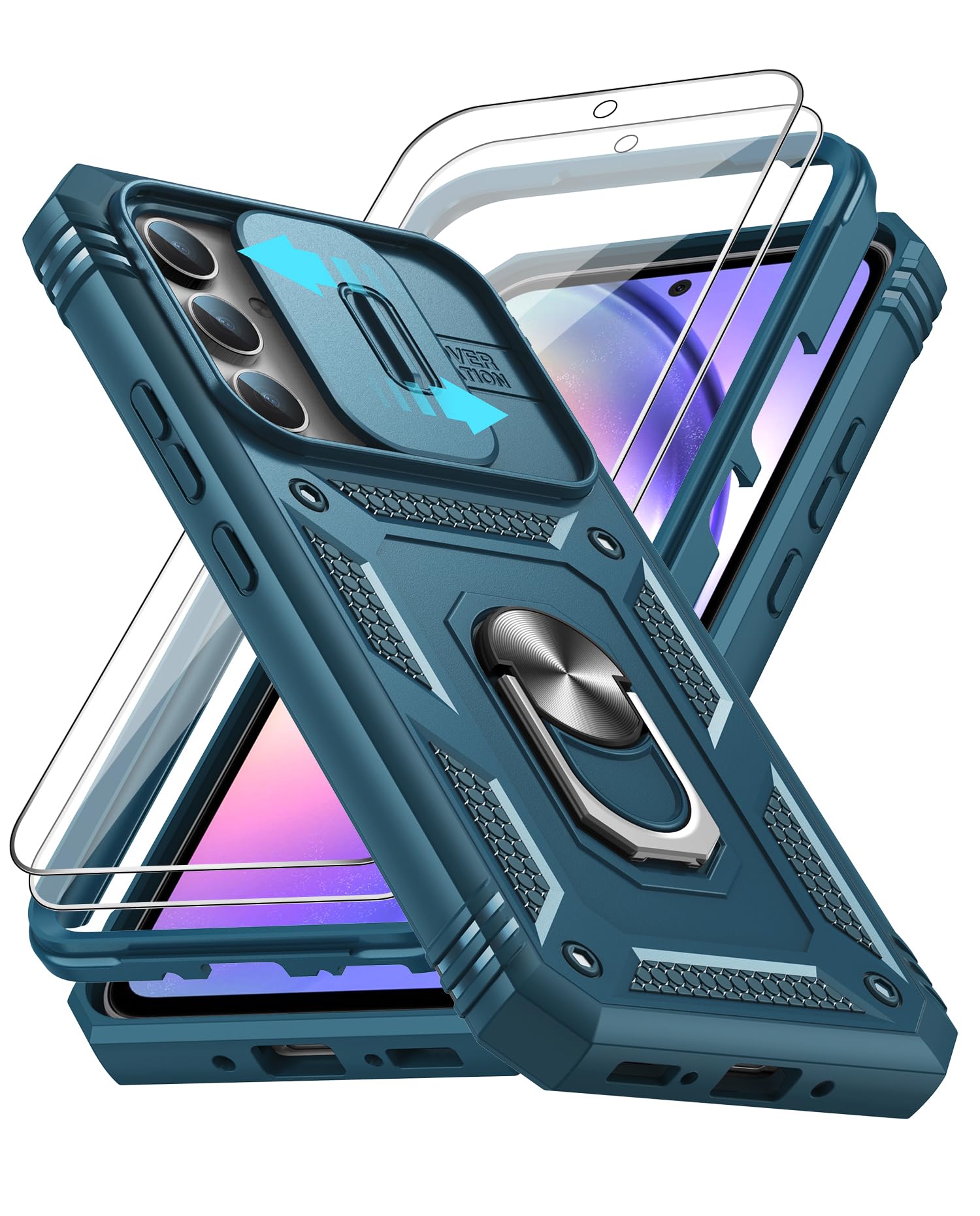LeYi for Samsung Galaxy A54 5G Case with Camera Cover Slider, 360° Full ...