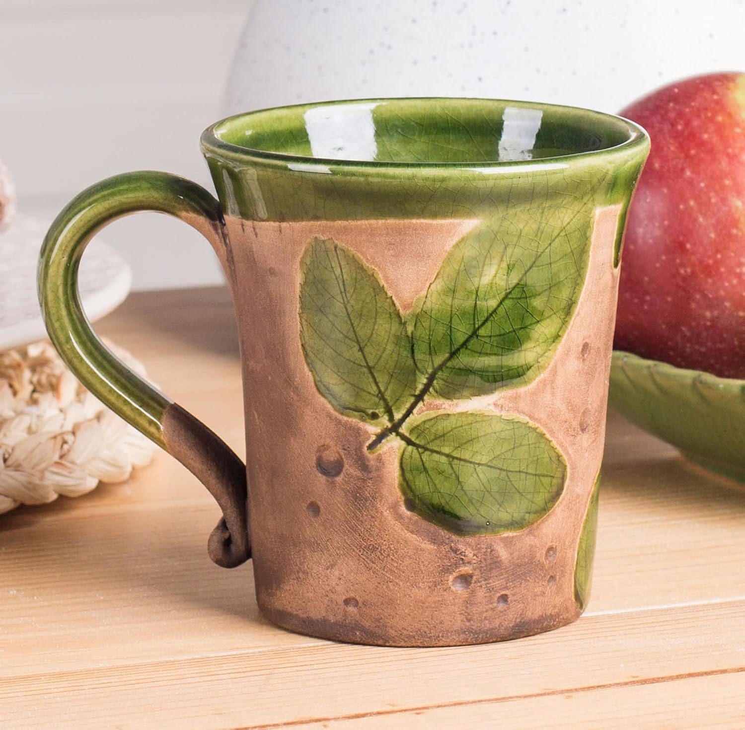 Amazon.com: Handmade Clay Coffee Mug with Saucer 8oz (240ml) – Nordic ...