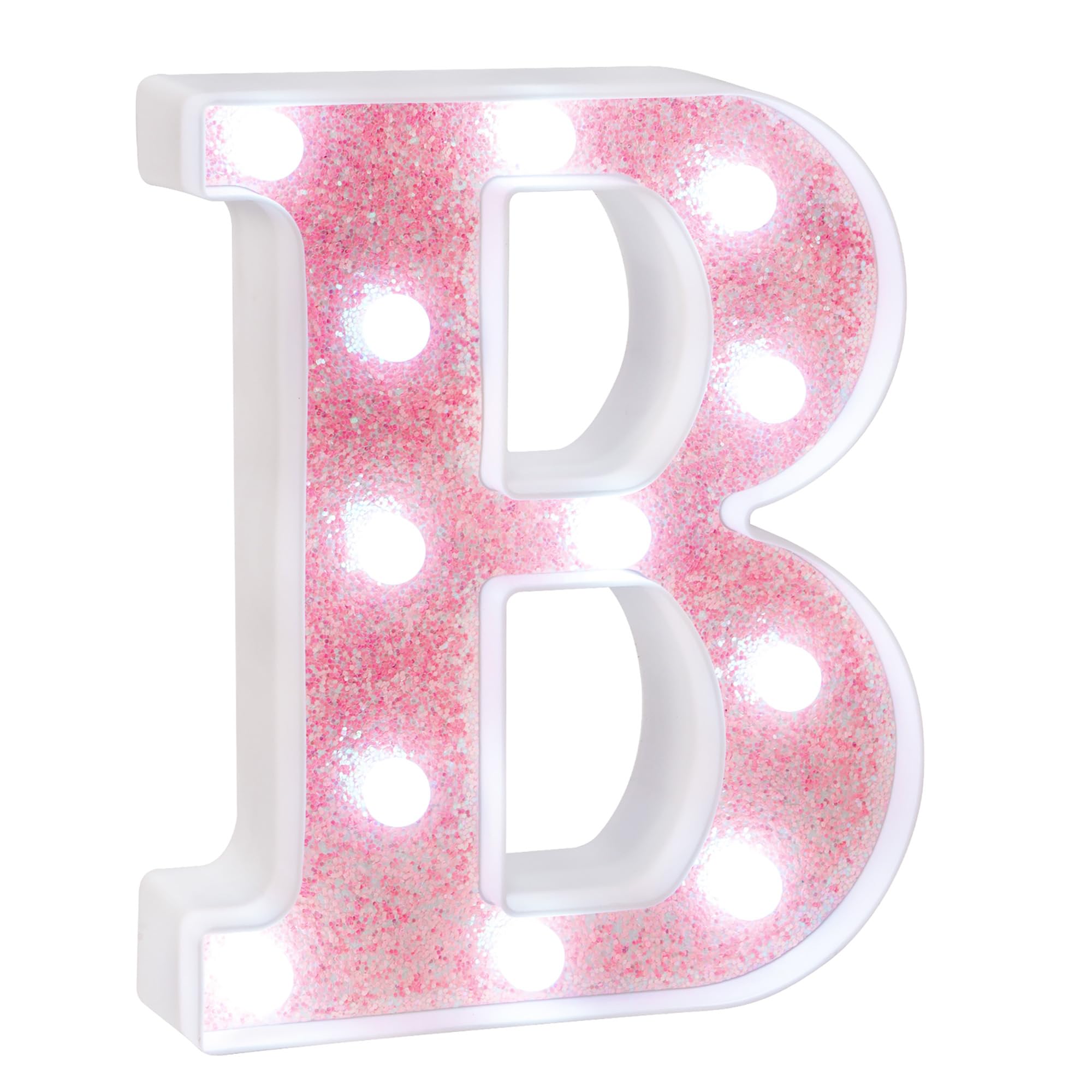 Amazon.com : EUFONY LED Pink Glitter Marquee Light Up Letter B, Cool ...