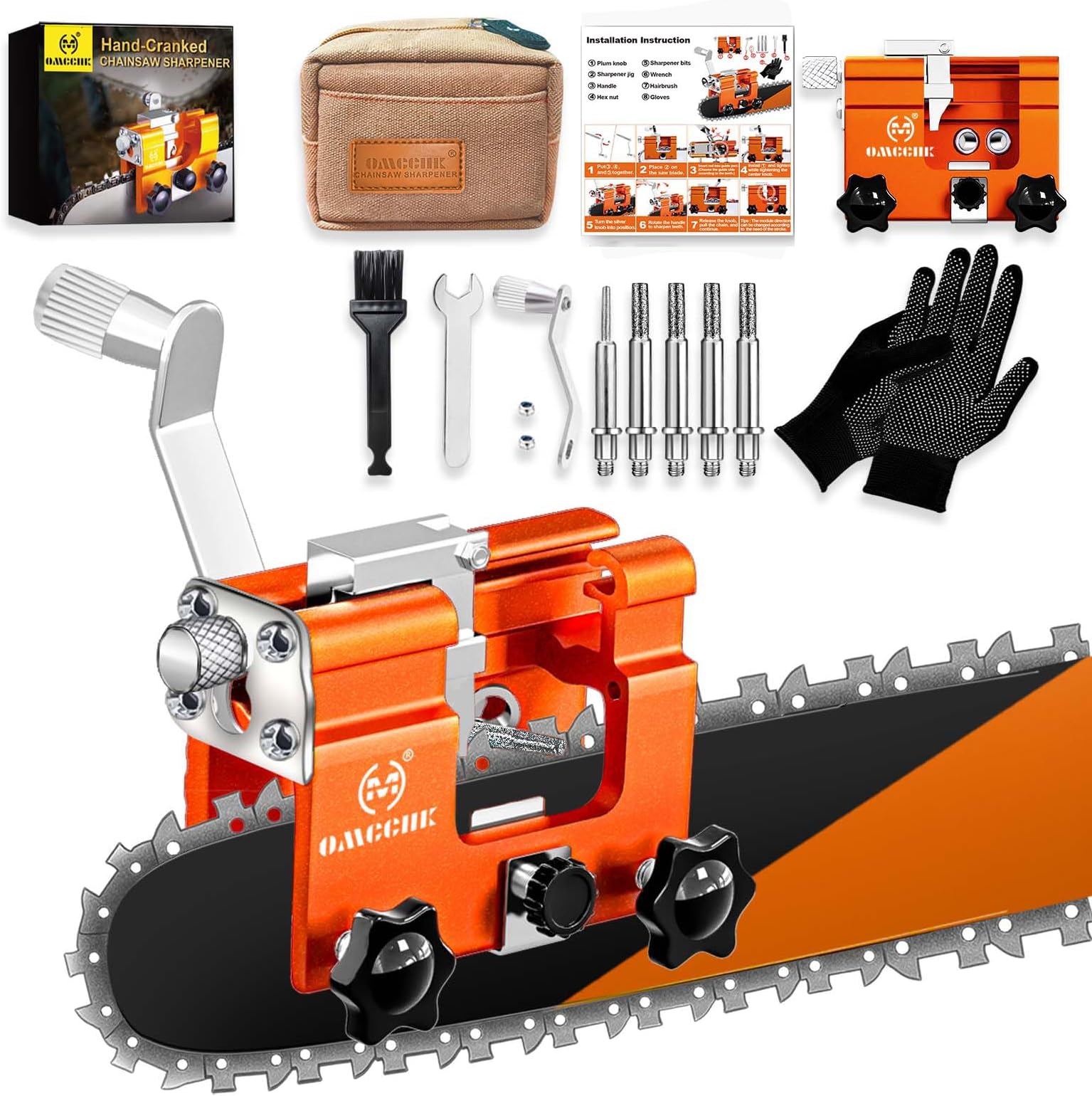 Amazon.com : Chainsaw Sharpener with 4Pcs Whetstons, Chain Saw Blade ...