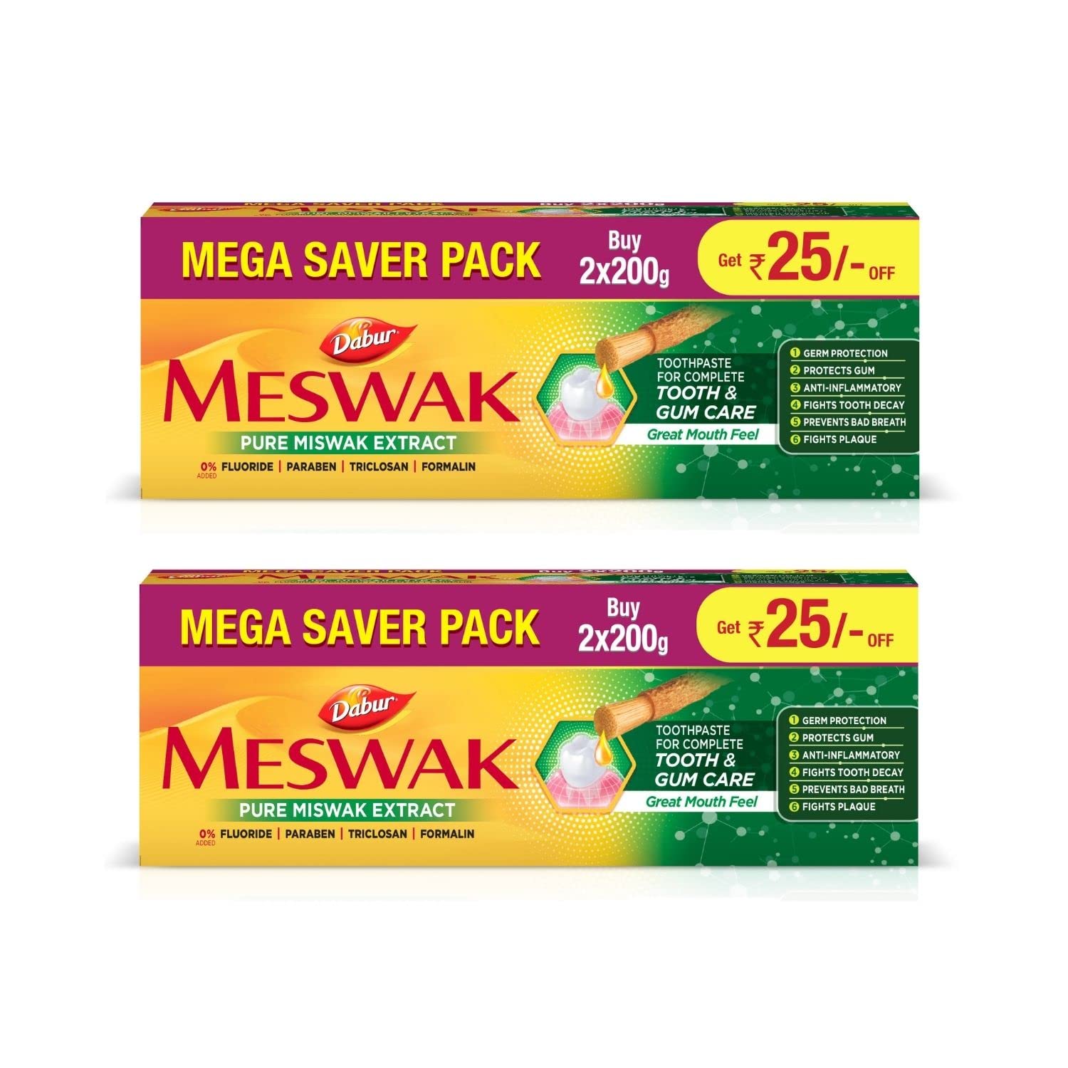 Buy Dabur Meswak Complete Oral Care Toothpaste - 800g (400g x 2, Pack ...