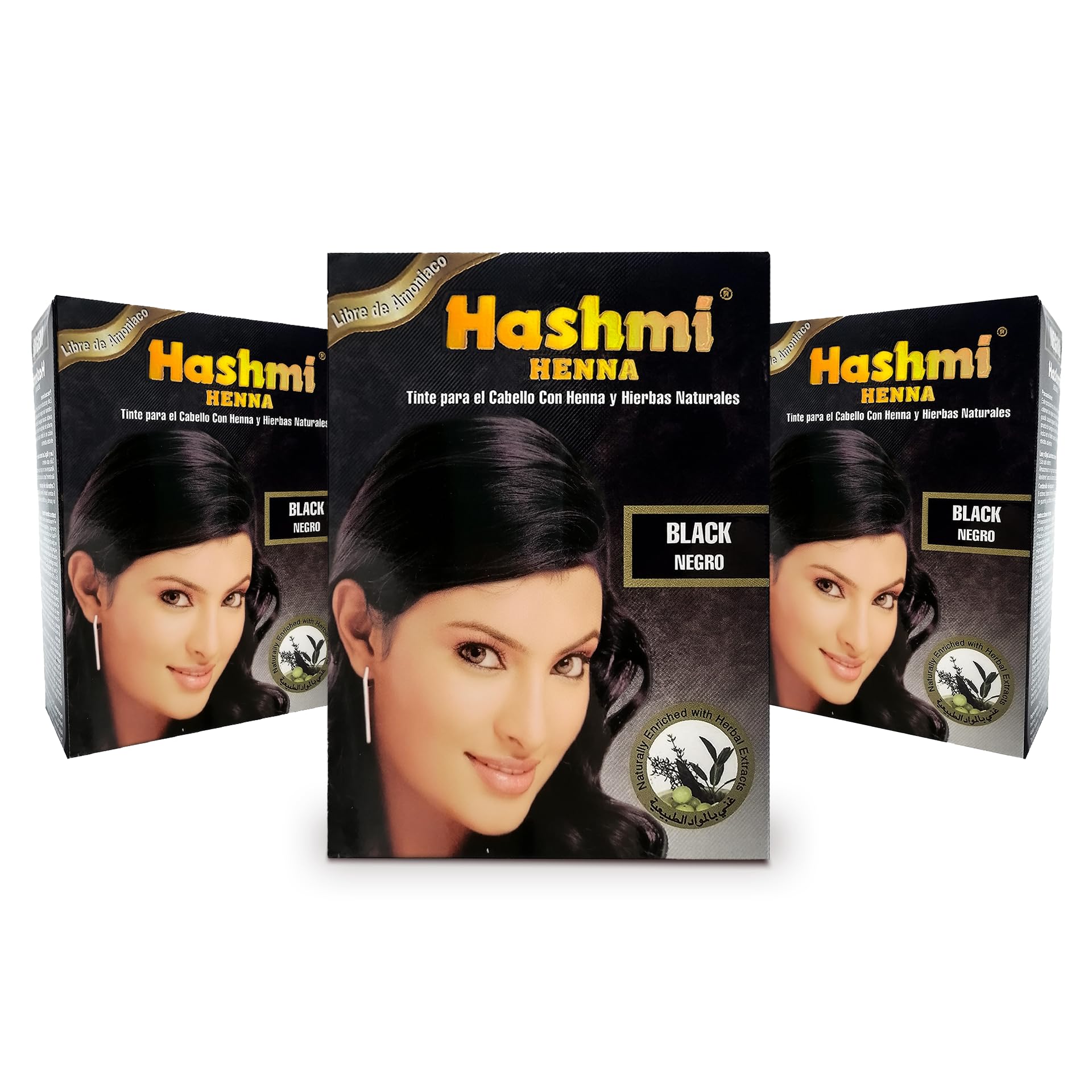 3 HENNA TINTE PARA CABELLO (NEGRO) HASHMI | LO MAS NATURAL | SIN ...