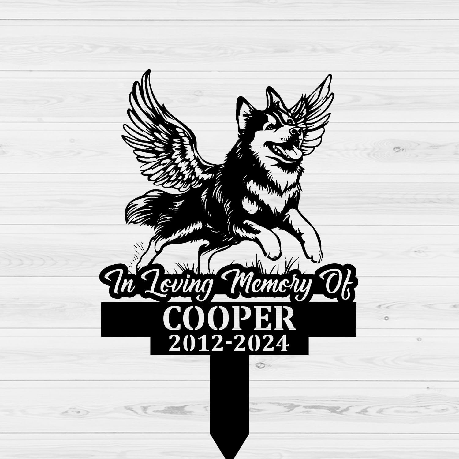 Amazon.com: Personalized Husky Grave Marker Angel Husky Dog Running 8 ...