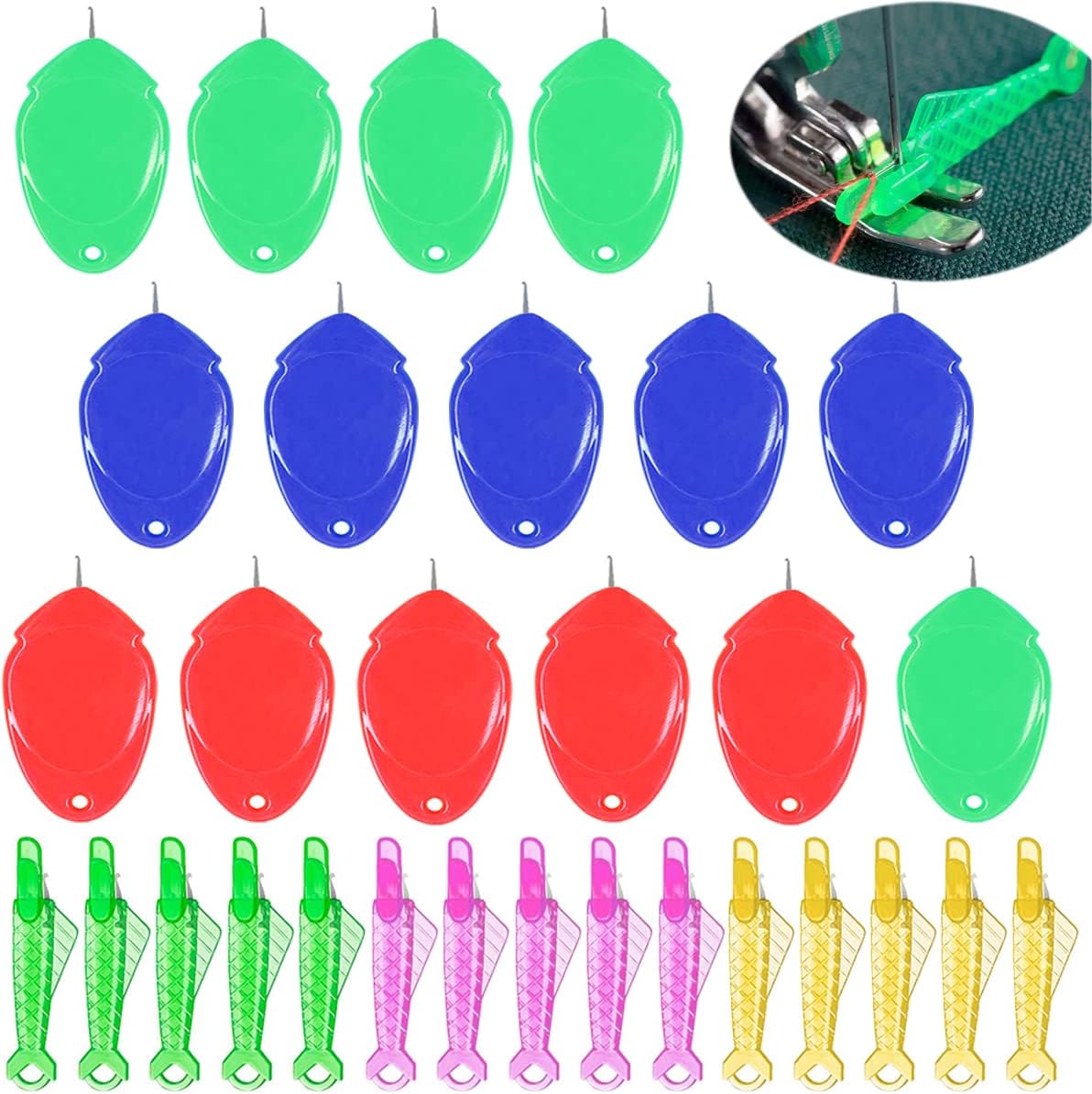 Amazon.com: 30 Pcs Fish Type Sewing Needle Inserters and Needle ...