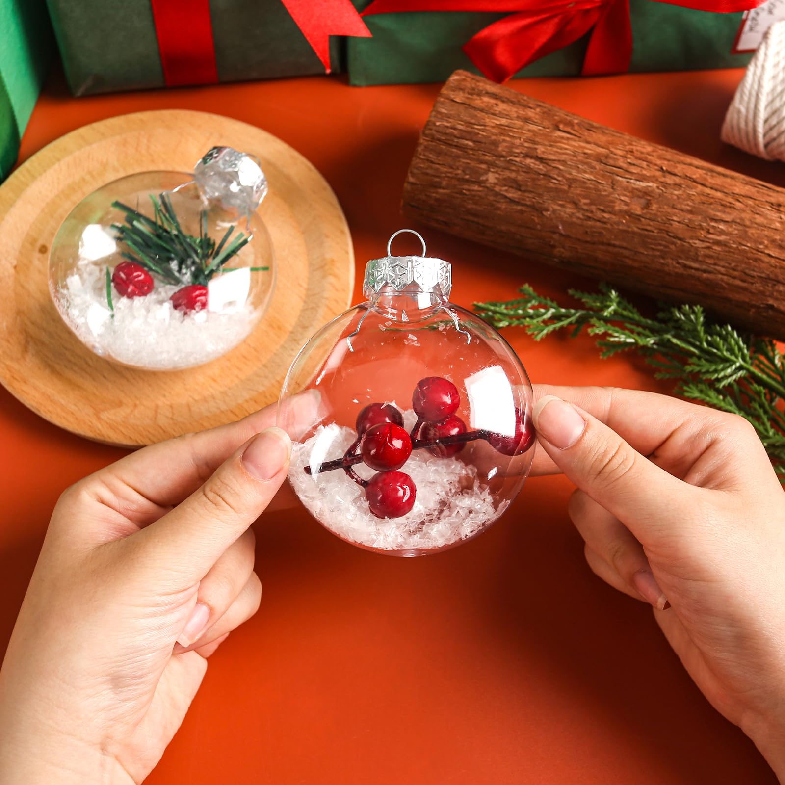 FUTUREPLUSX 12PCS Christmas Flat Ball Ornaments, 3.15inch Plastic ...