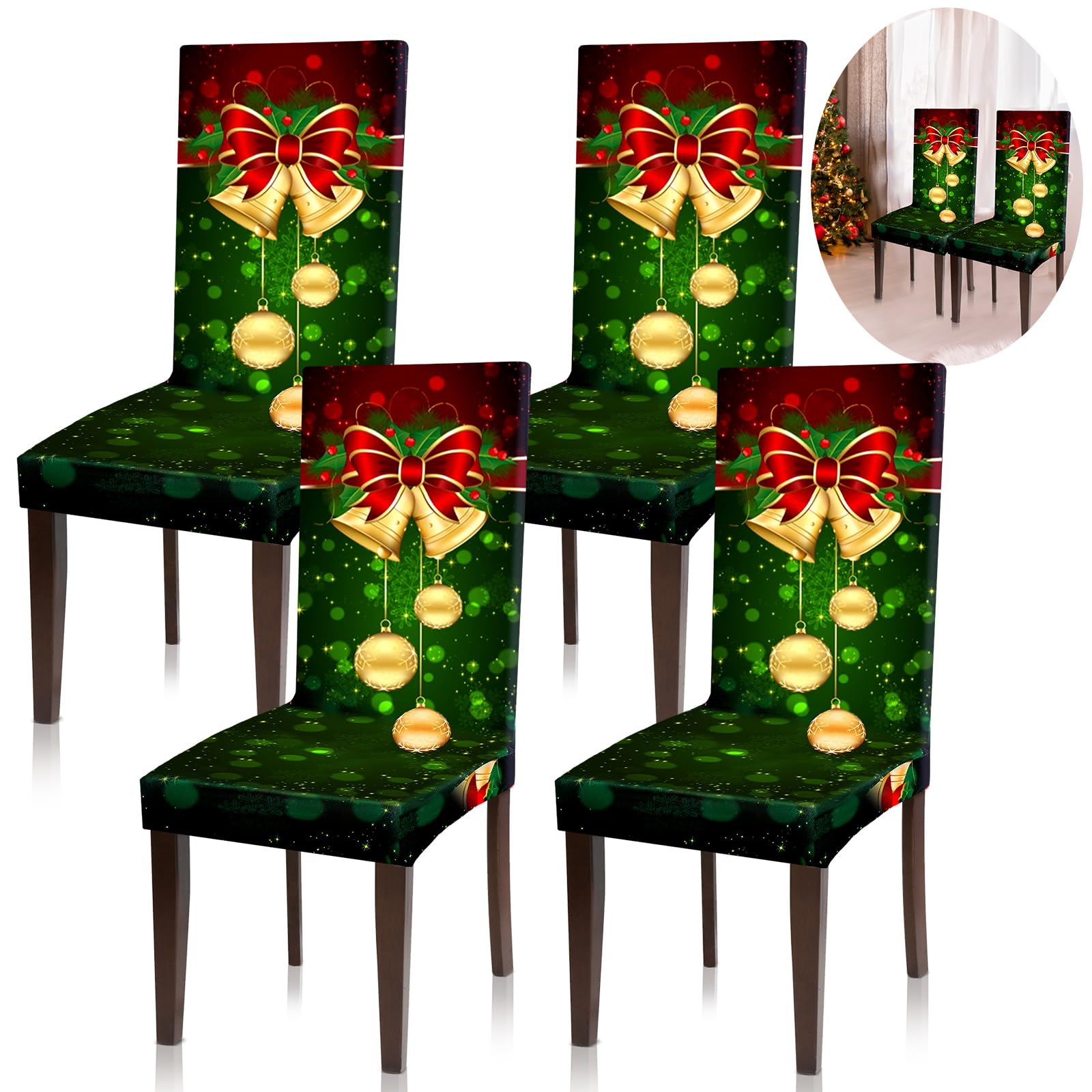 Amazon.com: Moukeren Chair Covers (4 Pcs, Green) - Furniture Cover for ...