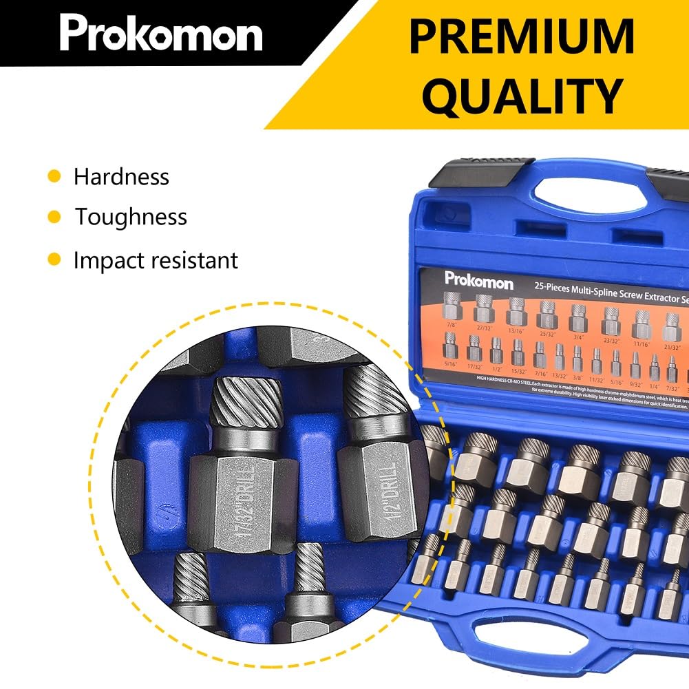 Snapklik.com : Easy Out Screw Extractor Set, 25 Pieces Hex Head Bolt ...