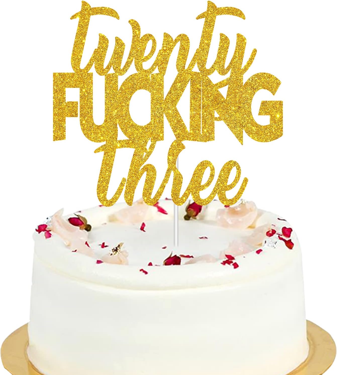 Amazon.com: Twenty-Three Glitter Gold Happy Birthday Cake Toppers - 23 ...