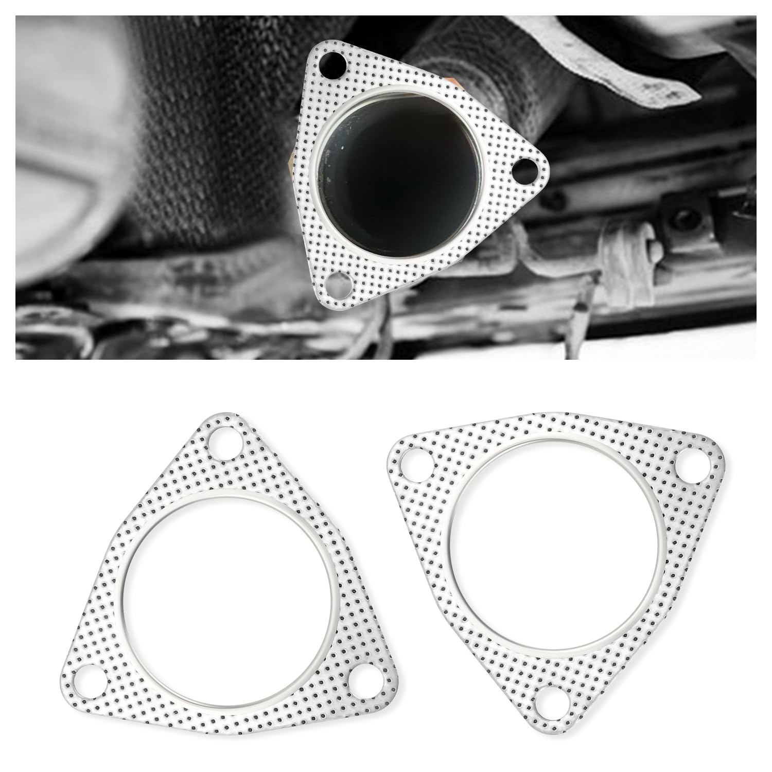 Snapklik.com : 2PCS Exhaust Gasket,3" 3-Bolt Exhaust Flange Gasket ...