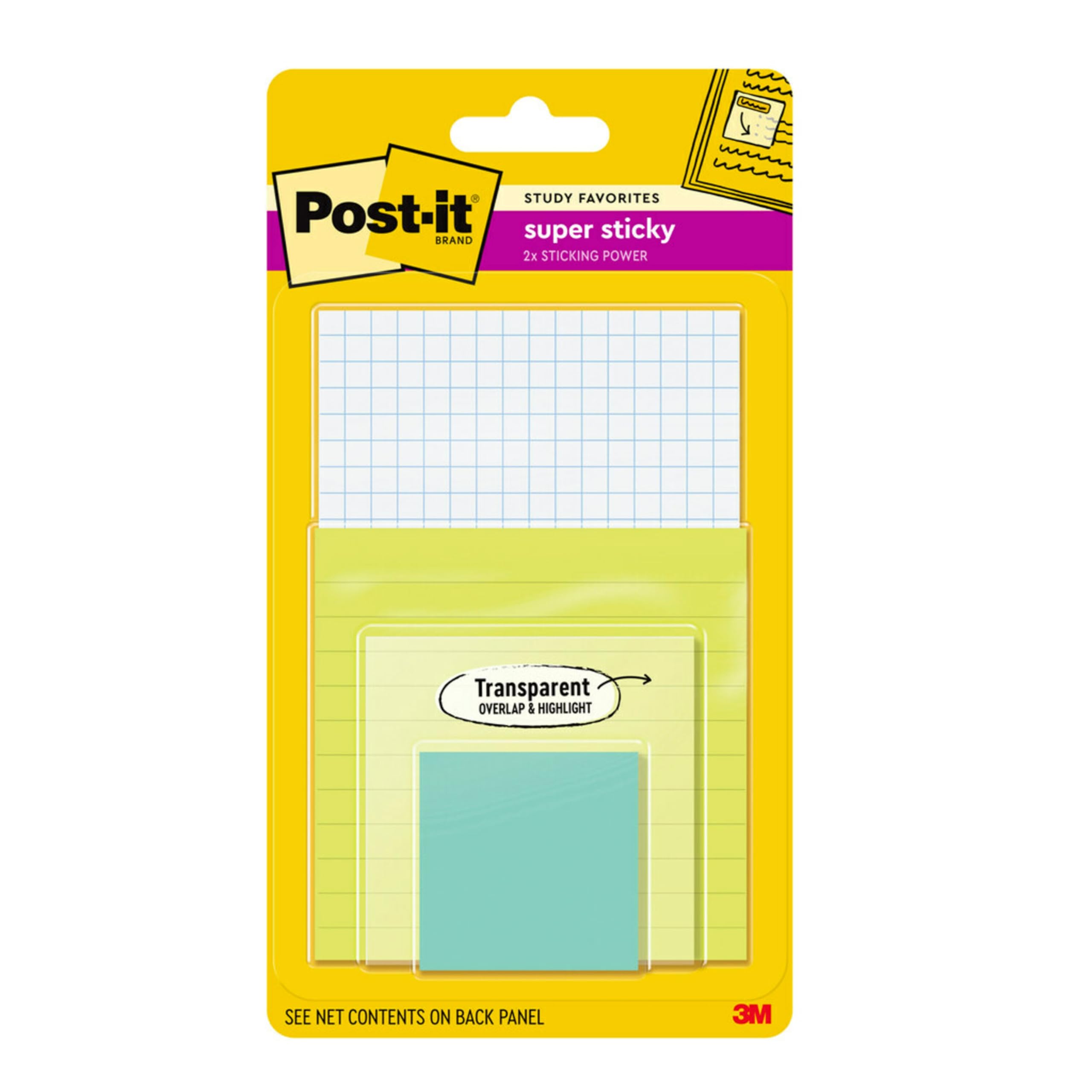 Amazon.com : Post-it Super Sticky Notes Study Pack Multiple Sizes 4 ...