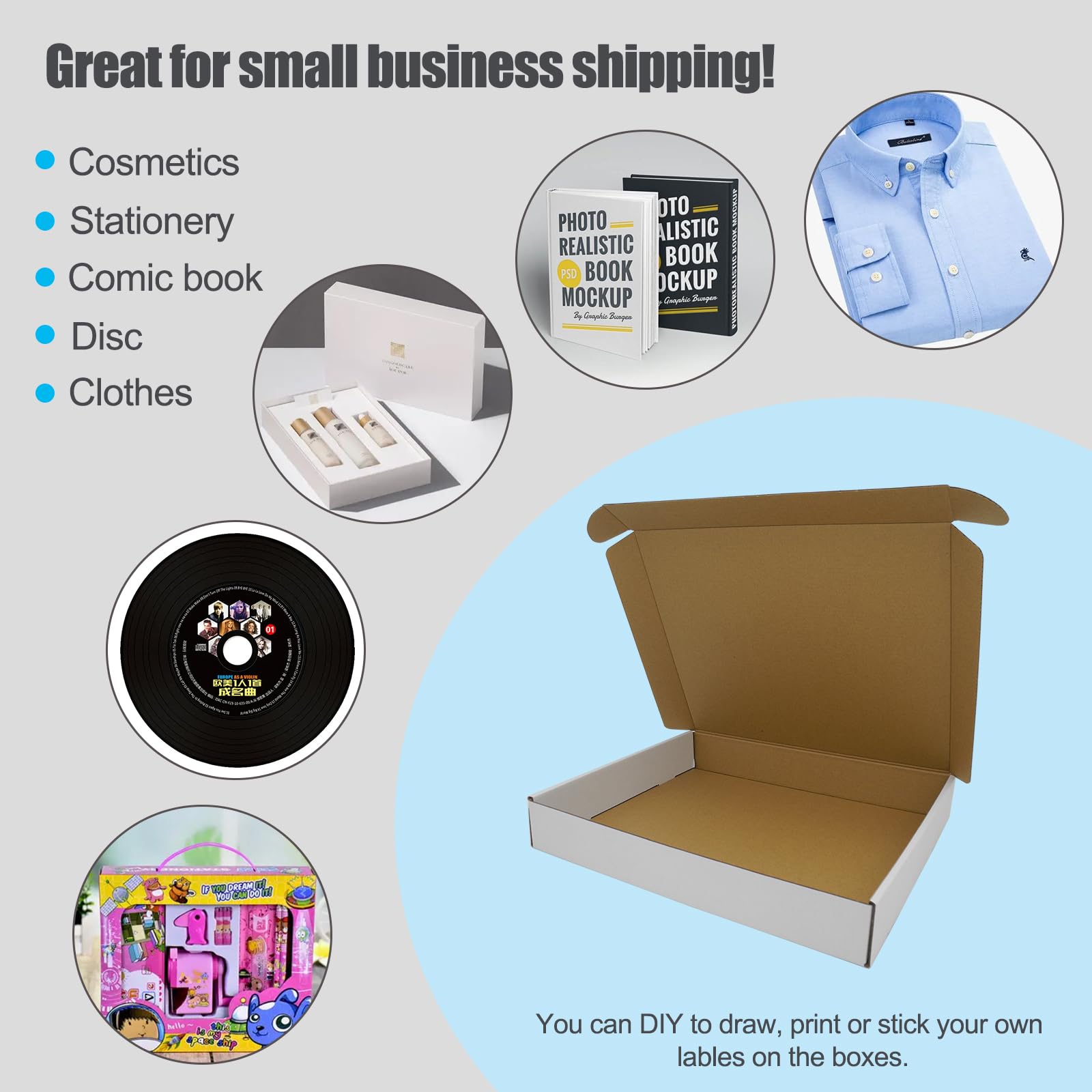 Snapklik.com : 13x11x2" Shipping Box, White Packaging Flat Mailing ...