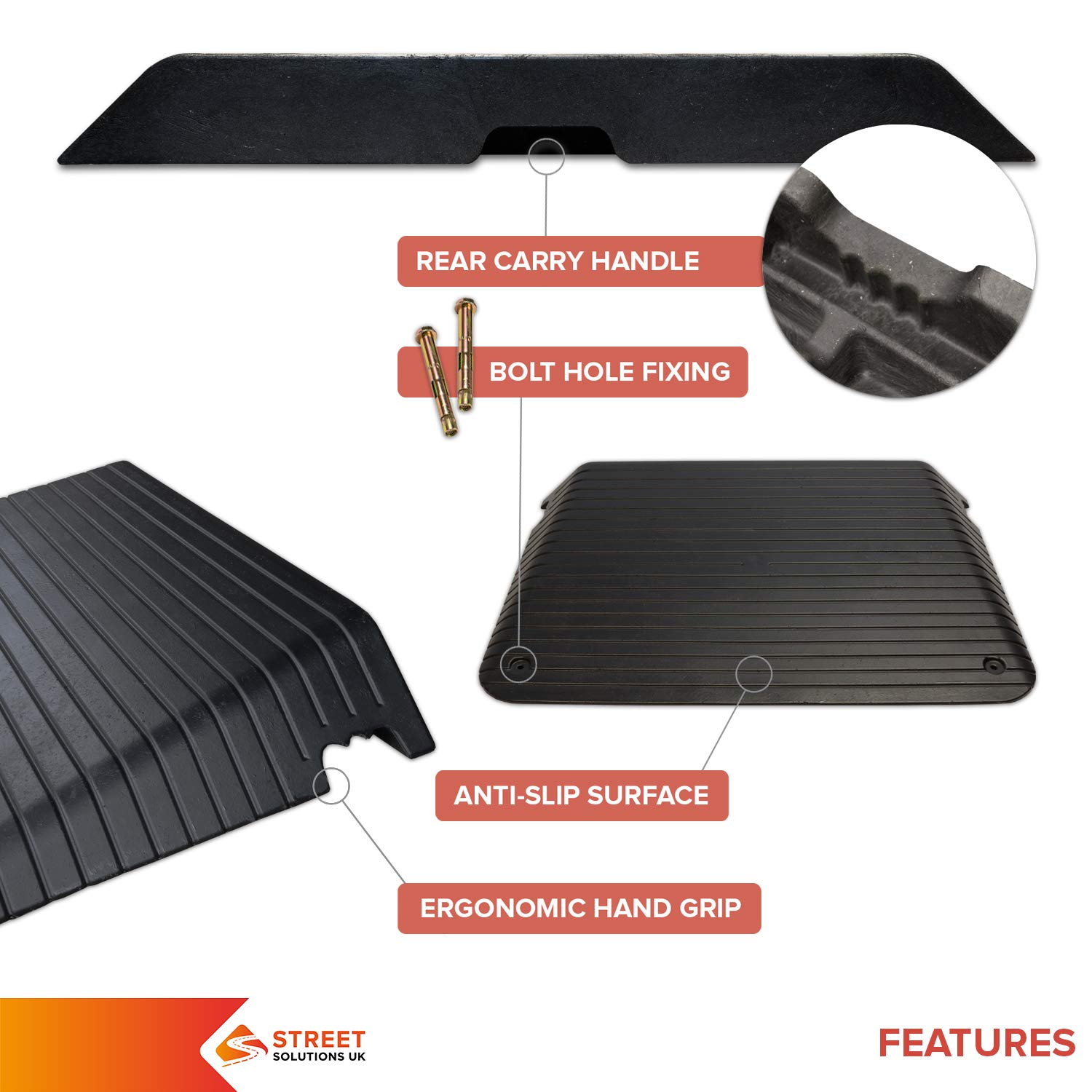 Rubber Threshold Door Step Ramp - 4 Inch Rise Doorway Mobility Entry ...