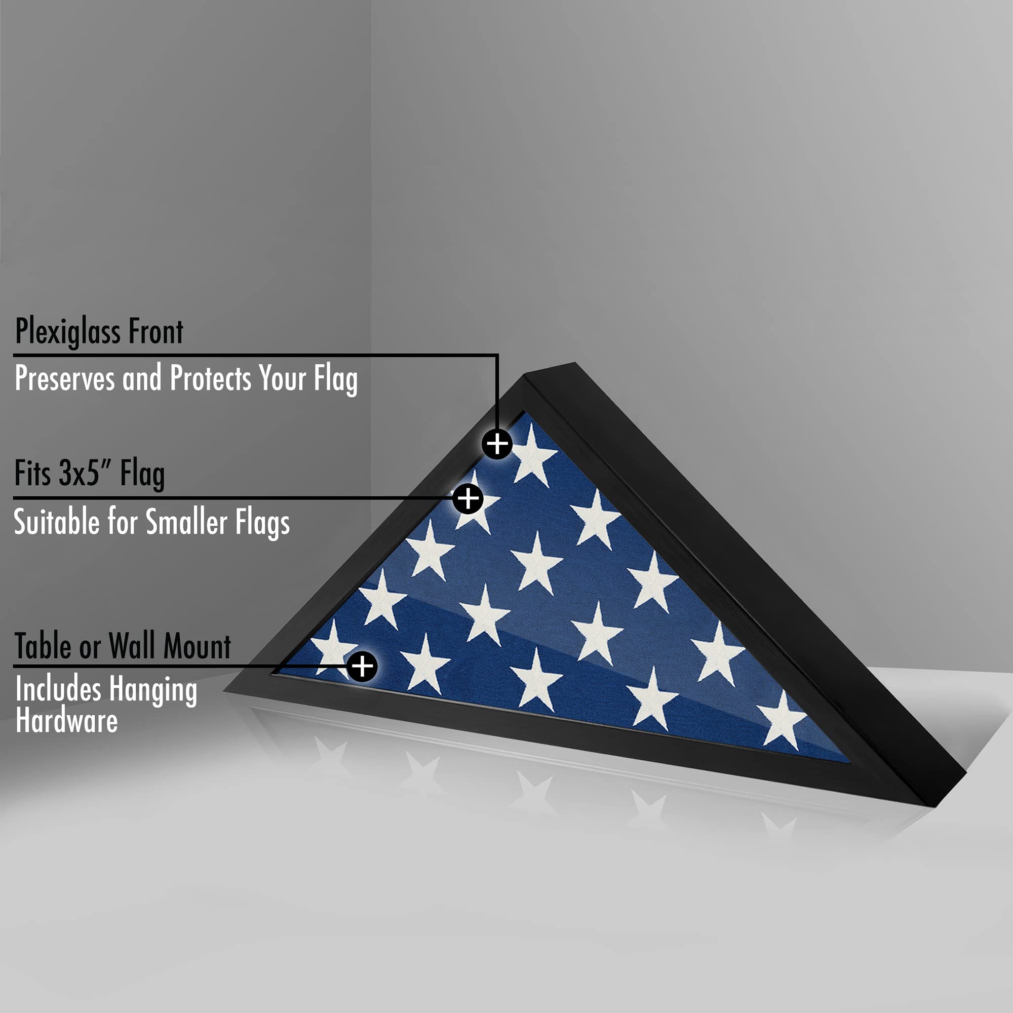 Americanflat Small Flag Case Frame - Black Wrapped MDF Wood - Fits ...