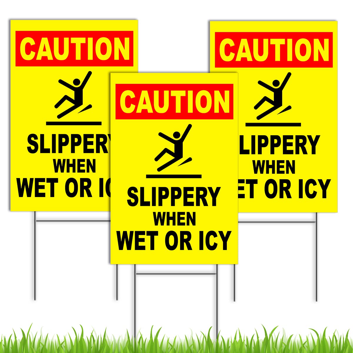 Snapklik.com : Caution Slippery When Wet Or Icy Signs, 8x12 DS ...