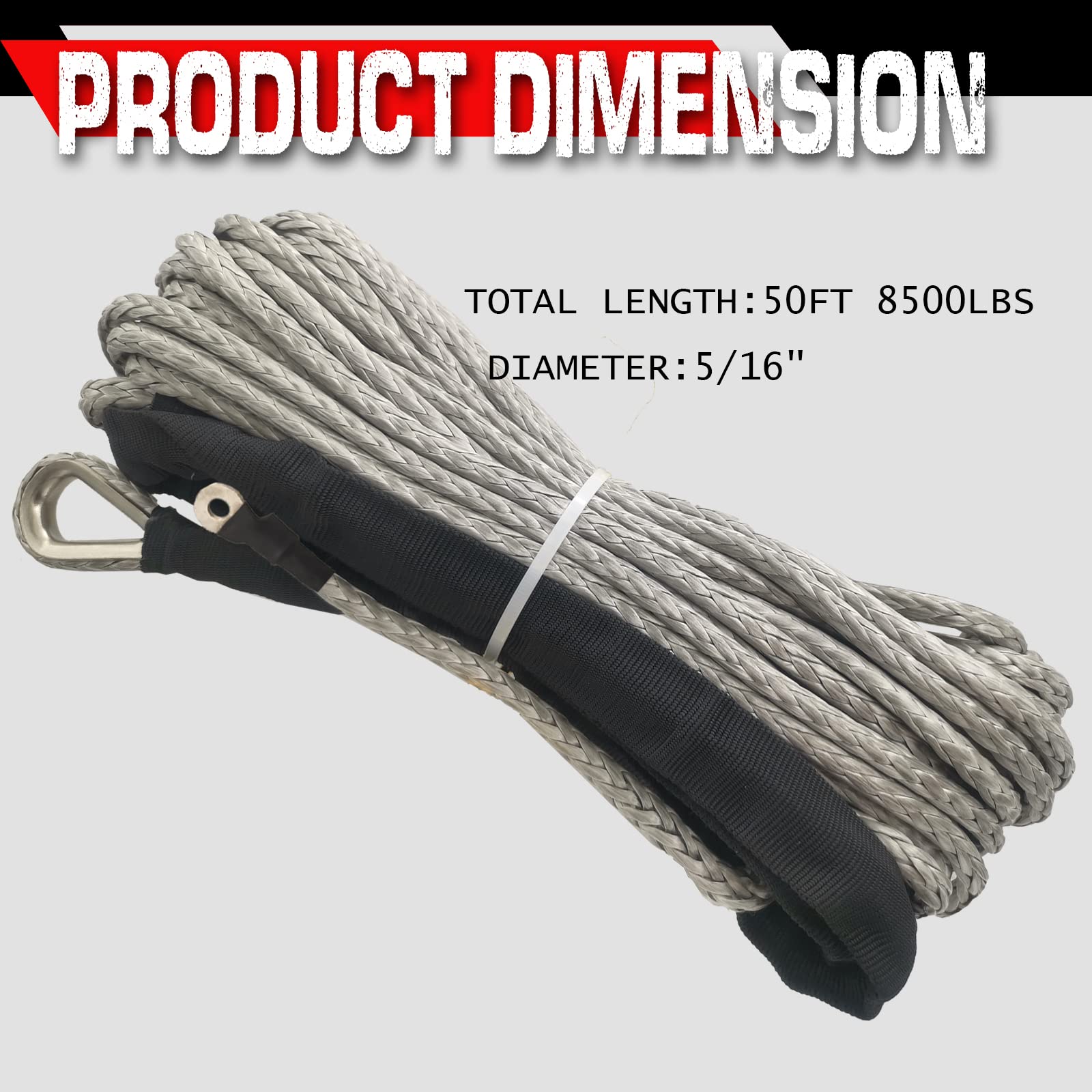 Synthetic Winch Rope 50ft Synthetic Winch Rope 5/16" X 50ft - 8500lb ...