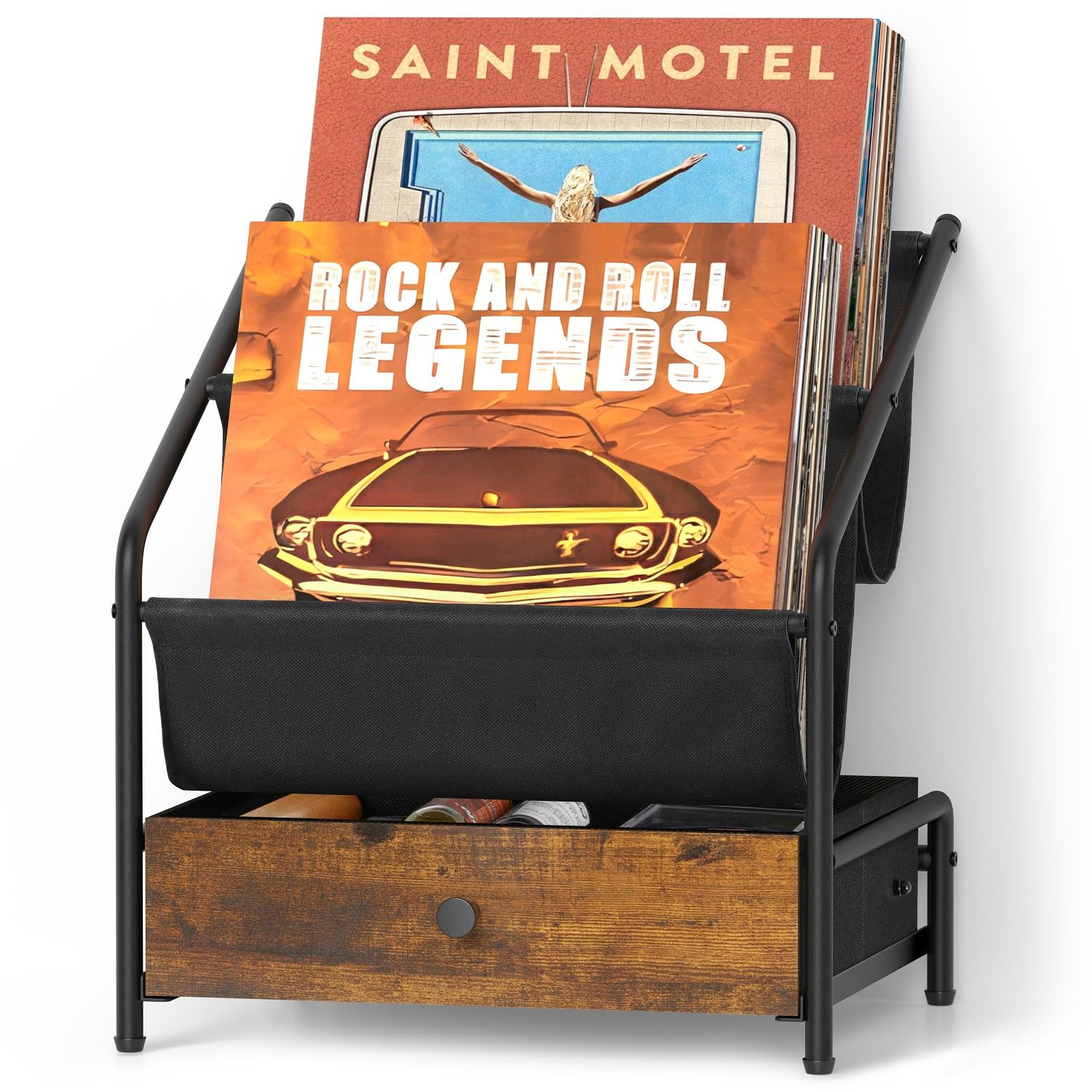 Amazon.com: Vinyl Record Storage,2-Tier Record Holder Up 40-60 LPs with ...