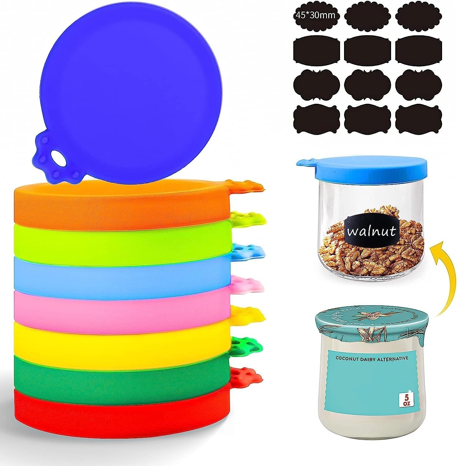 Amazon.com: Oui Yogurt Jar Lids 12 Pack Black Metal Oui Lids for ...