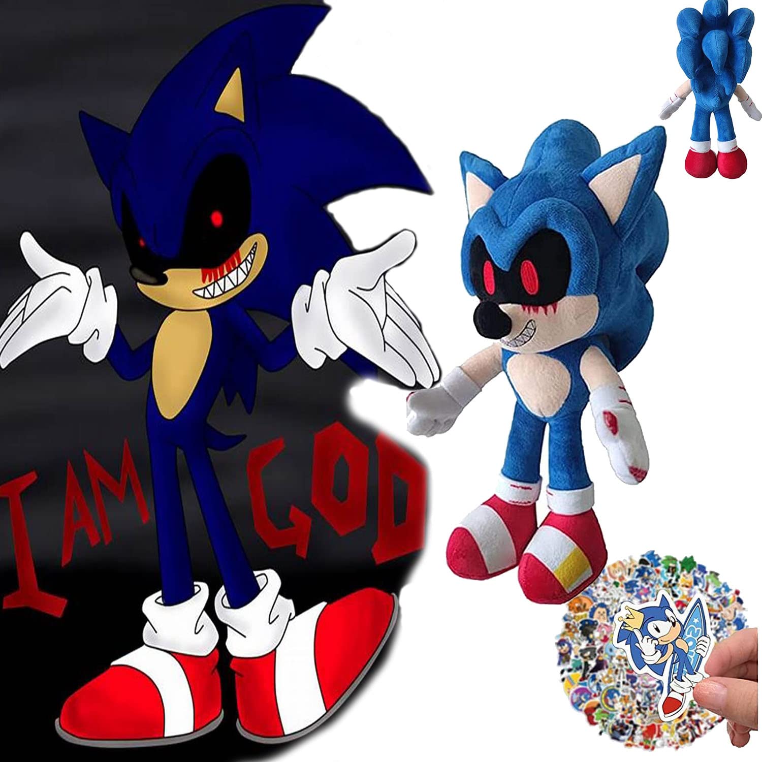Buy Sonic.exe Plush Toy, Blood Sonic Plush, 37cm/14.6in Dark Sonic The ...