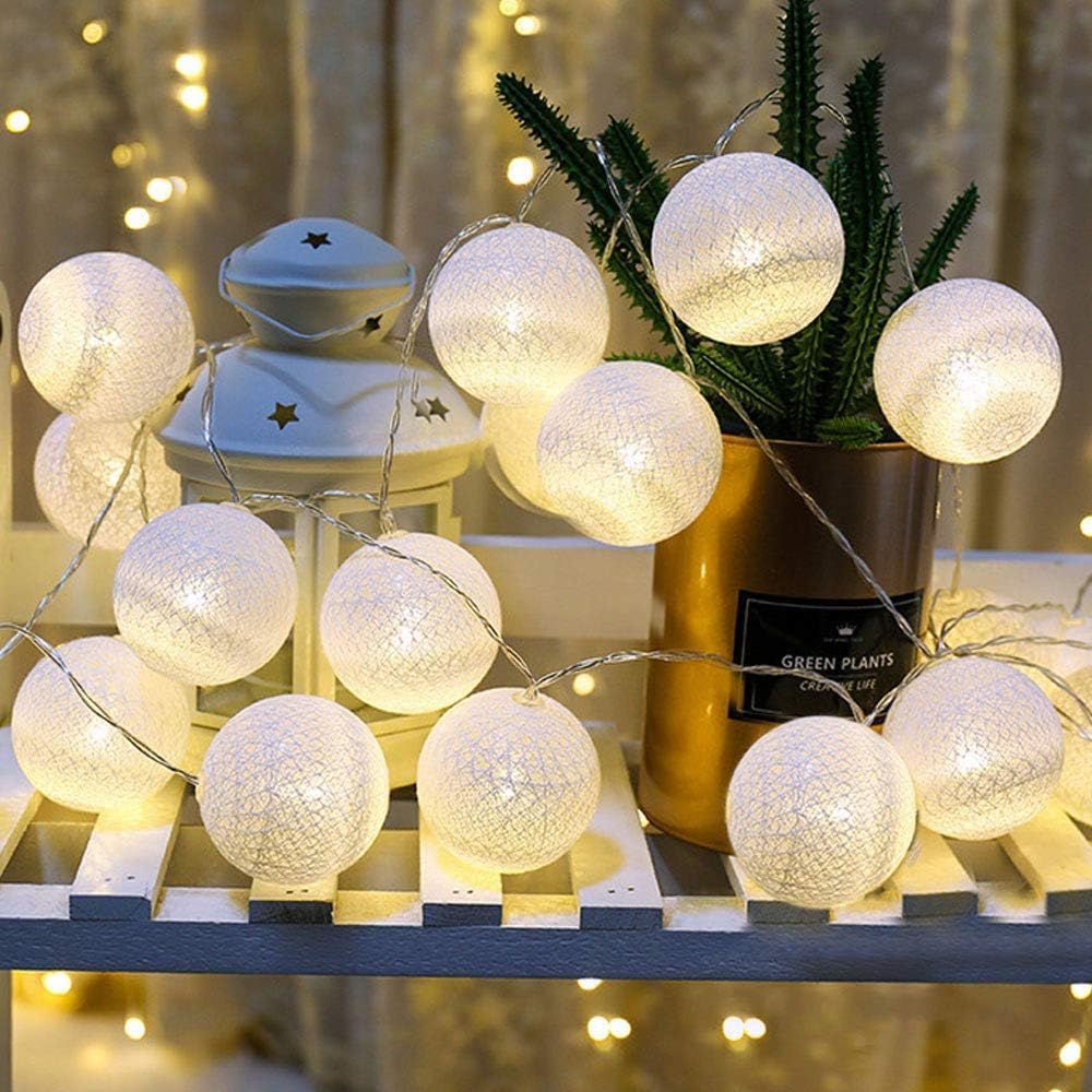 Amazon.com: Anordsem Battery Operated Cotton Balls Led String Lights 2 ...