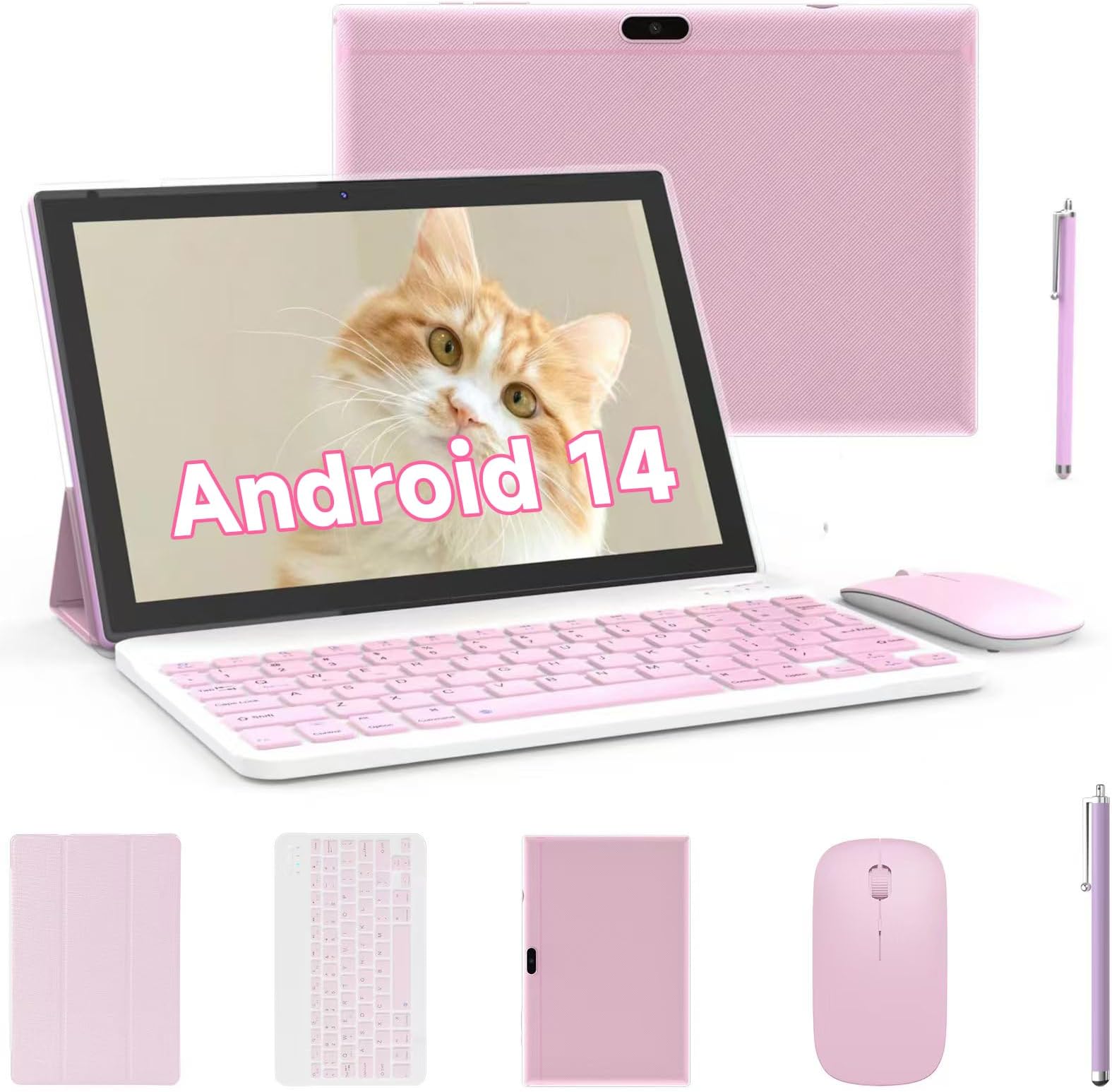 Amazon.com : Tablet 2 in 1 Tablets 10 inch Android 14 Tablet Set with ...