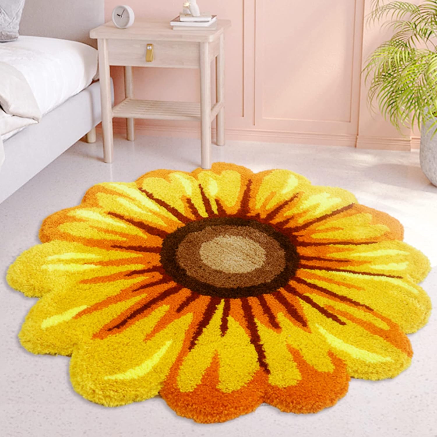 Amazon.com: Sunflower Rugs for Living Room Plush Large Round Flower ...